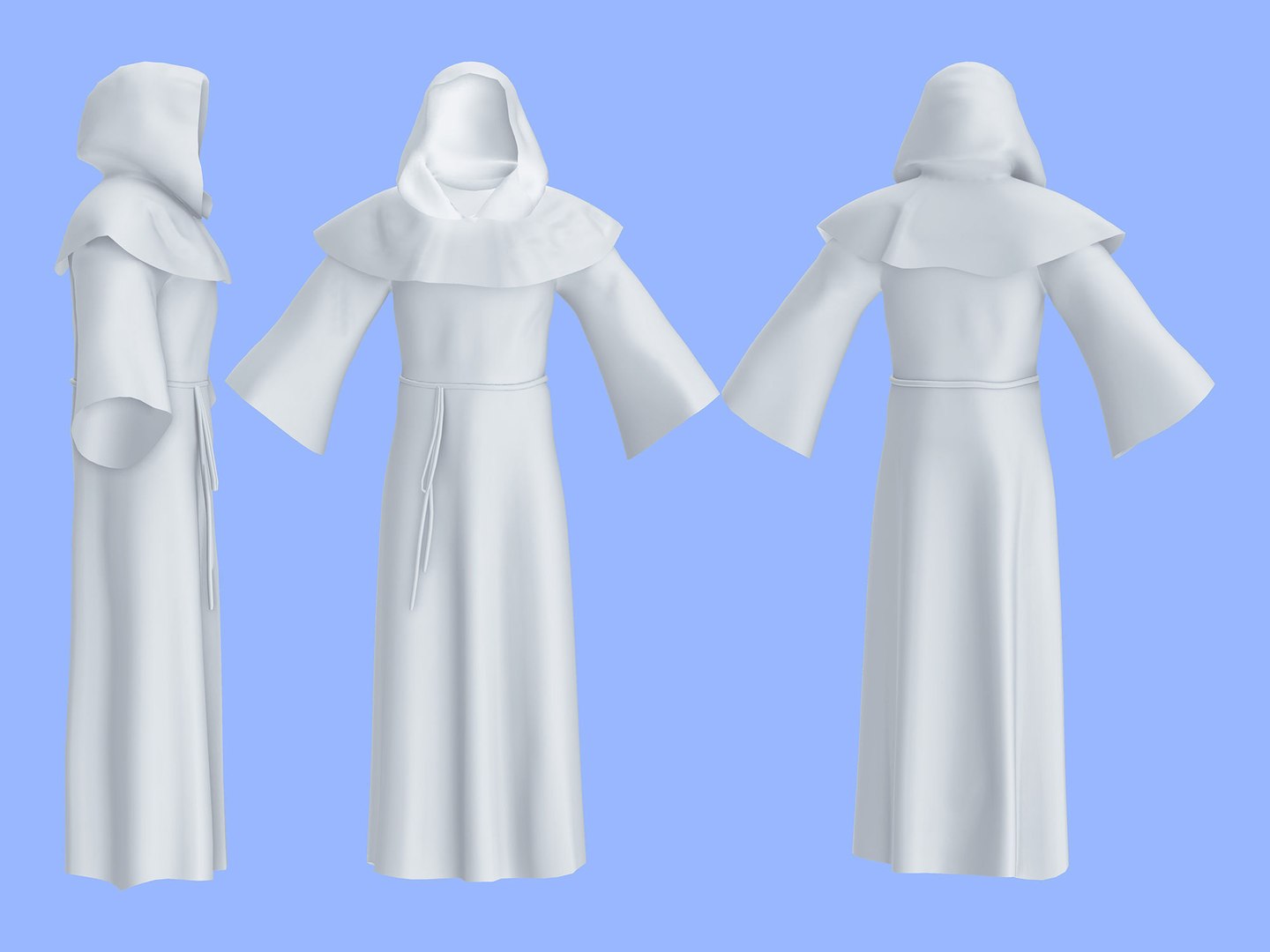 Men Hooded Monk Outfit 3D Model - TurboSquid 1492447
