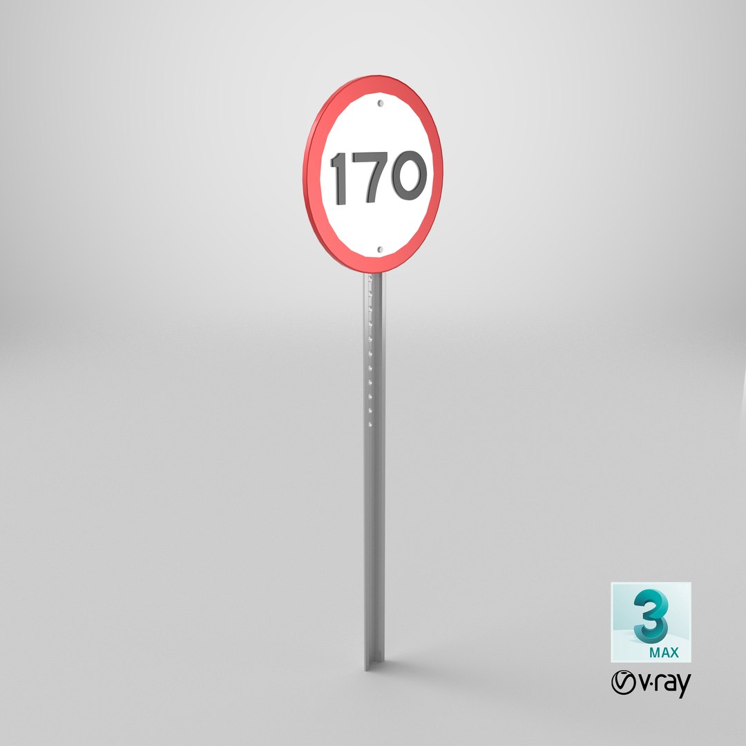 3D Speed Limit Road Sign 170 - TurboSquid 2227999