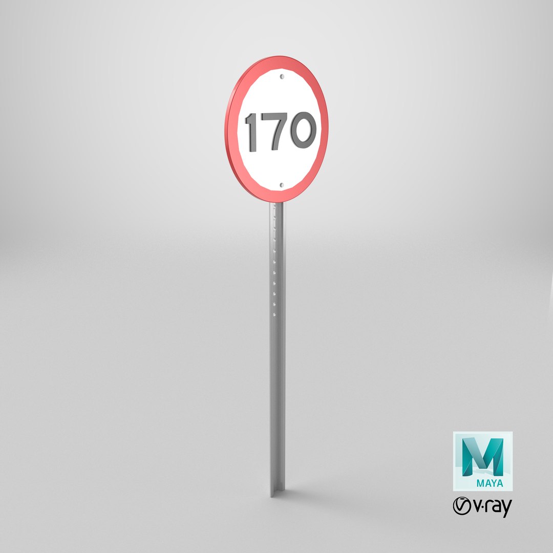 3D Speed Limit Road Sign 170 - TurboSquid 2227999