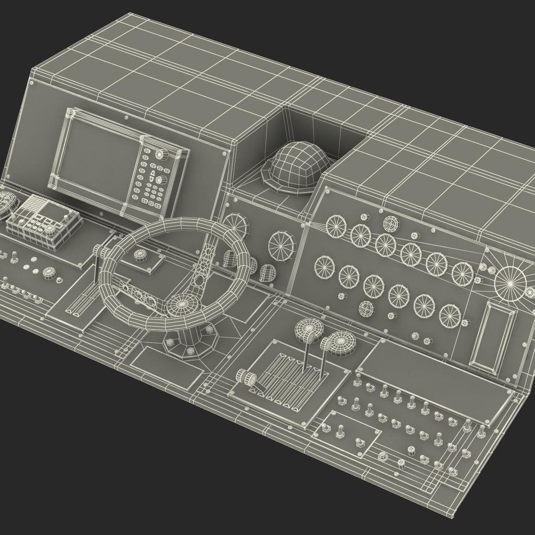 3d model military boat control panel