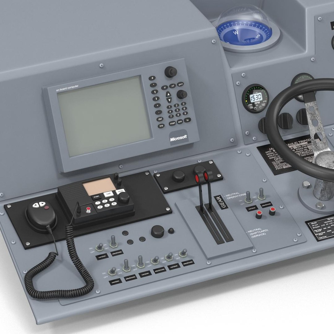 3d model military boat control panel