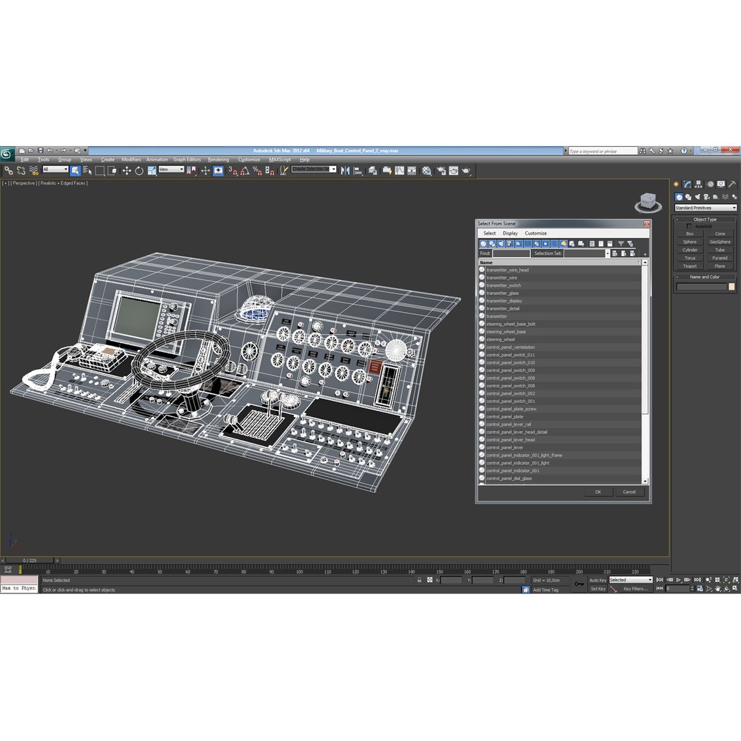 3d model military boat control panel