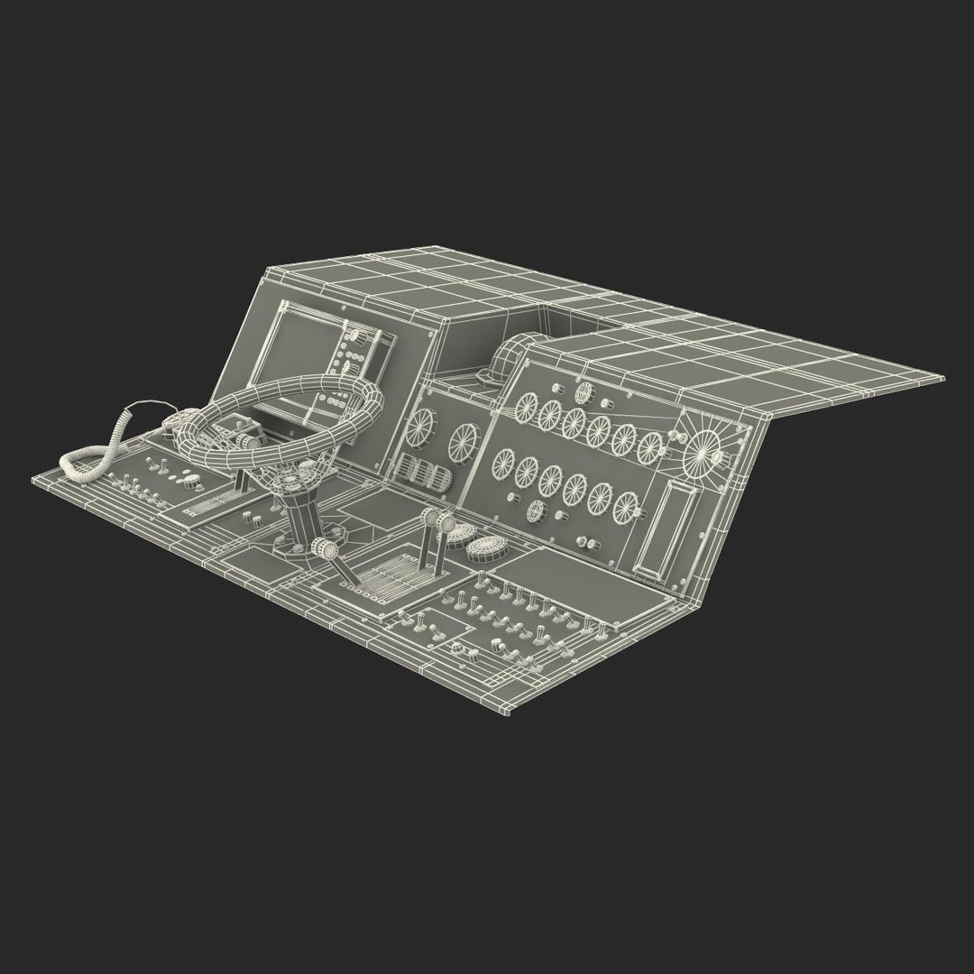 3d model military boat control panel
