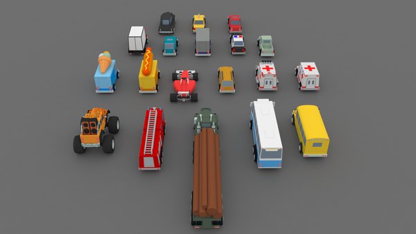 Modelo 3d Colección De Coches Low Poly Toon Turbosquid 1297836