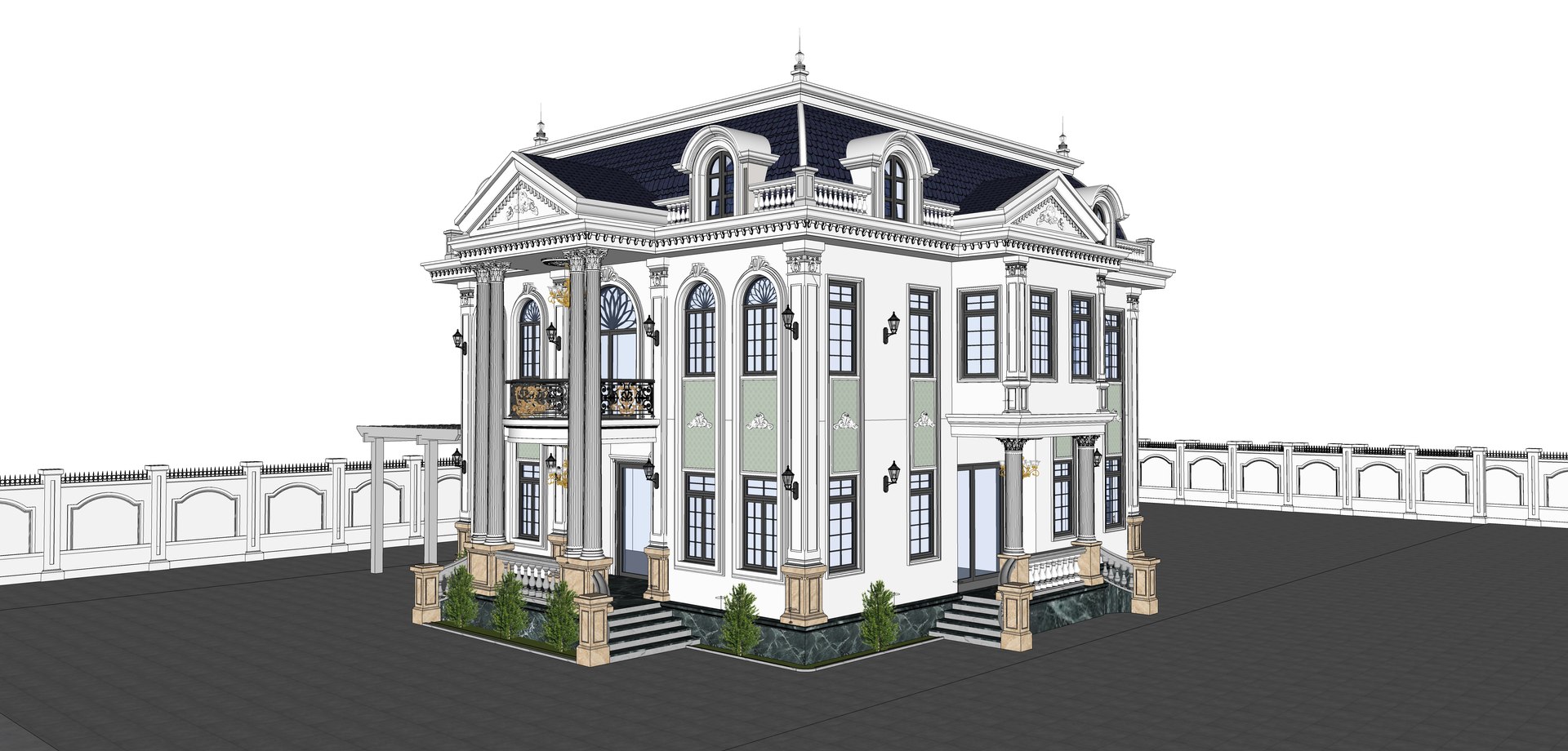 3D Modern European Style Villa Model - TurboSquid 2007557
