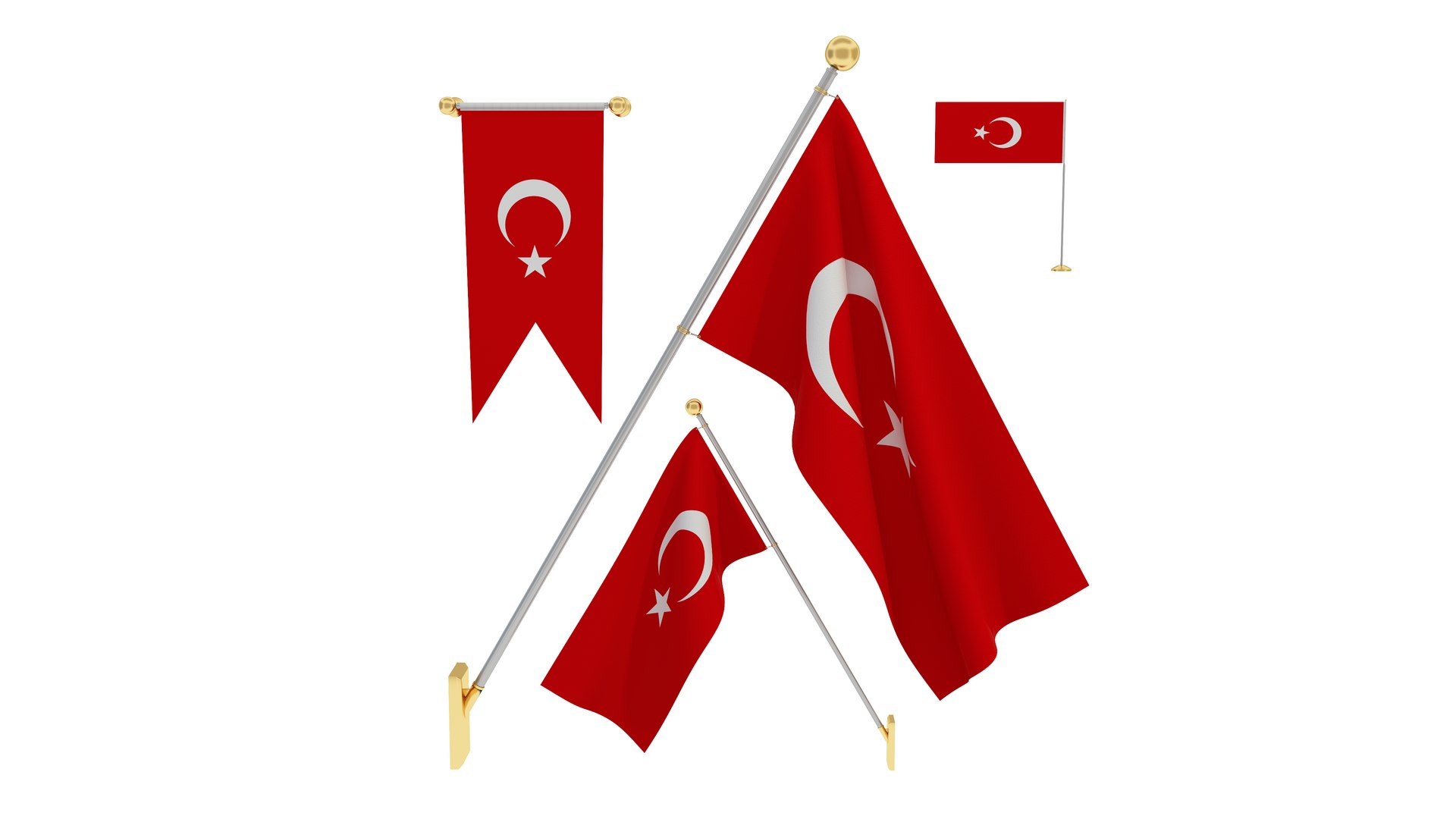 Turkey Flag Set 3D - TurboSquid 2399188