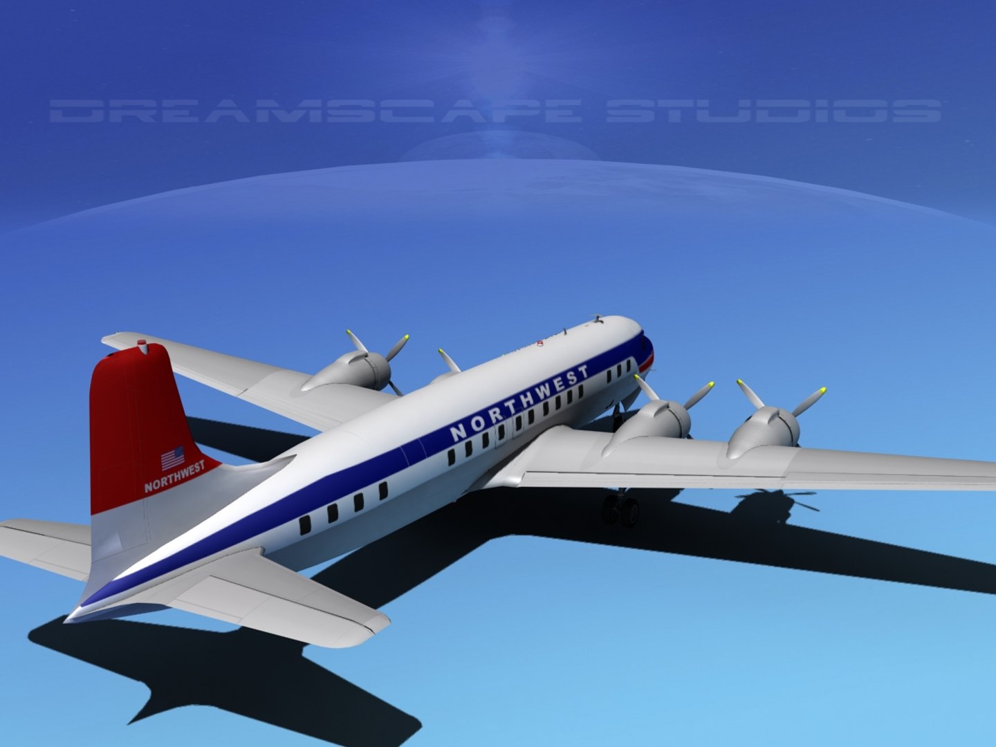 douglas dc-7c dc-7 3d max