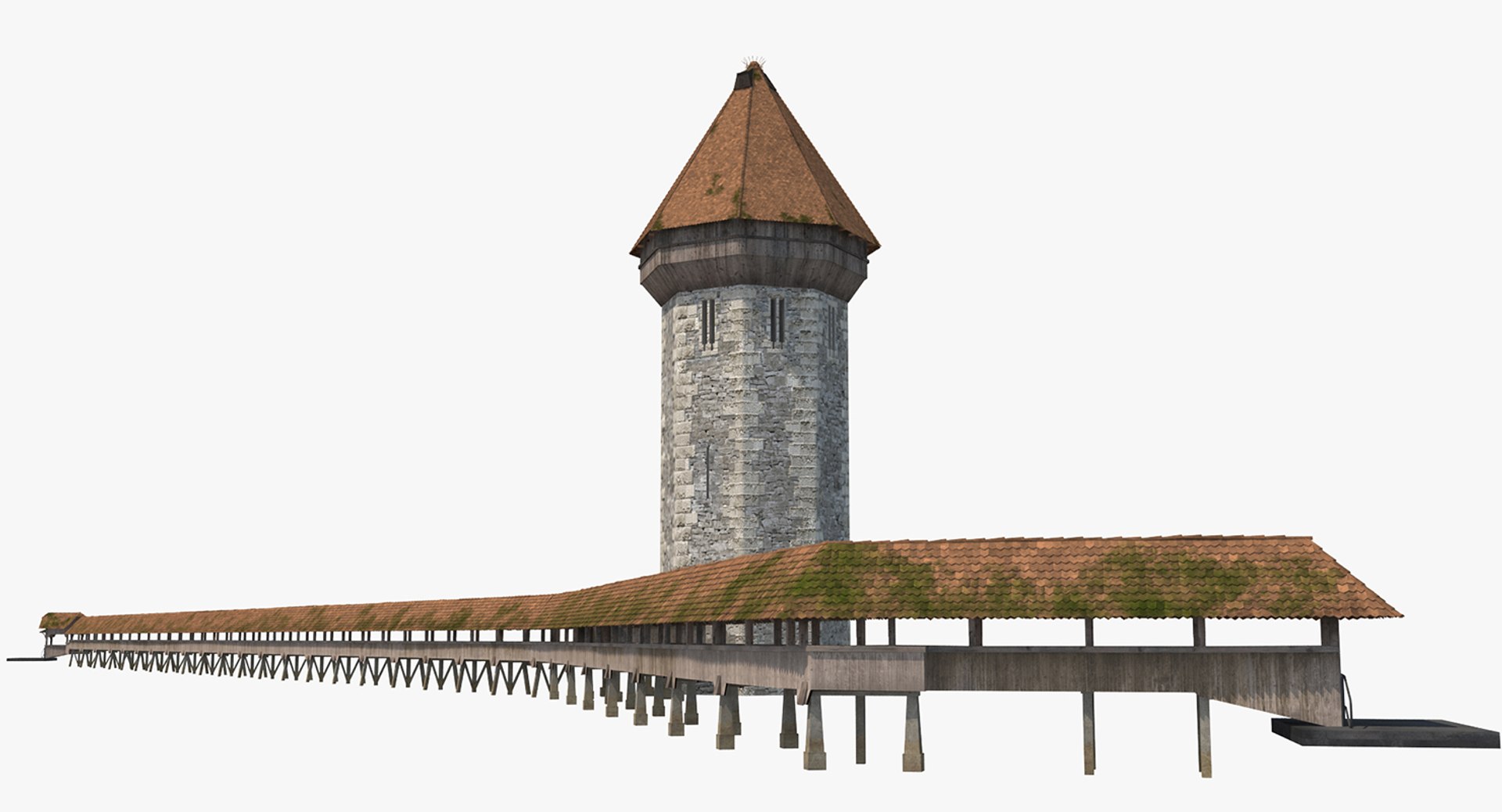 3d chapel bridge wooden footbridge model