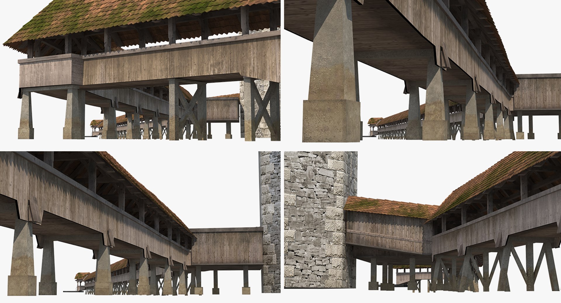 3d Chapel Bridge Wooden Footbridge Model