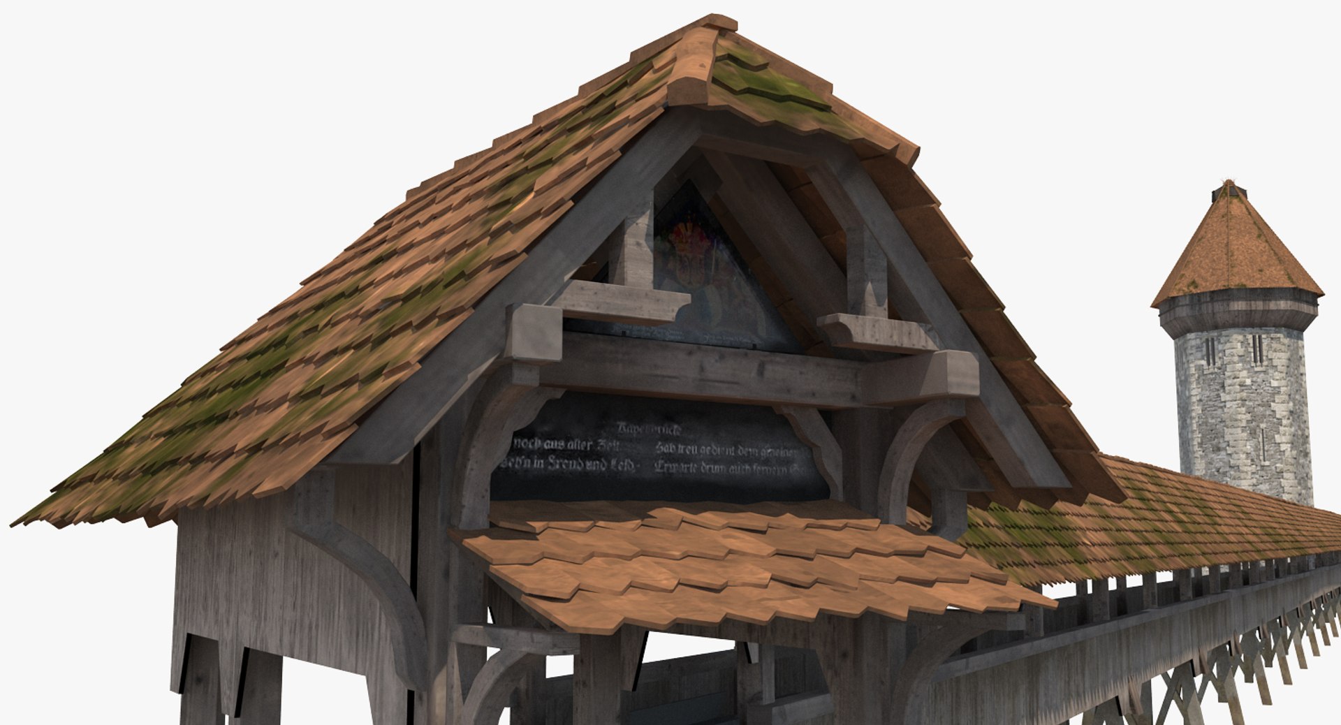 3d Chapel Bridge Wooden Footbridge Model