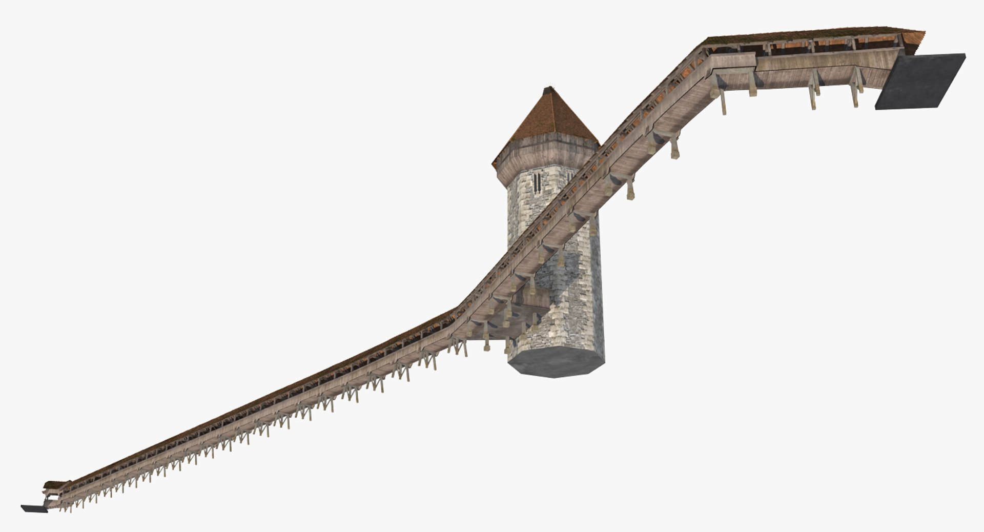 3d chapel bridge wooden footbridge model