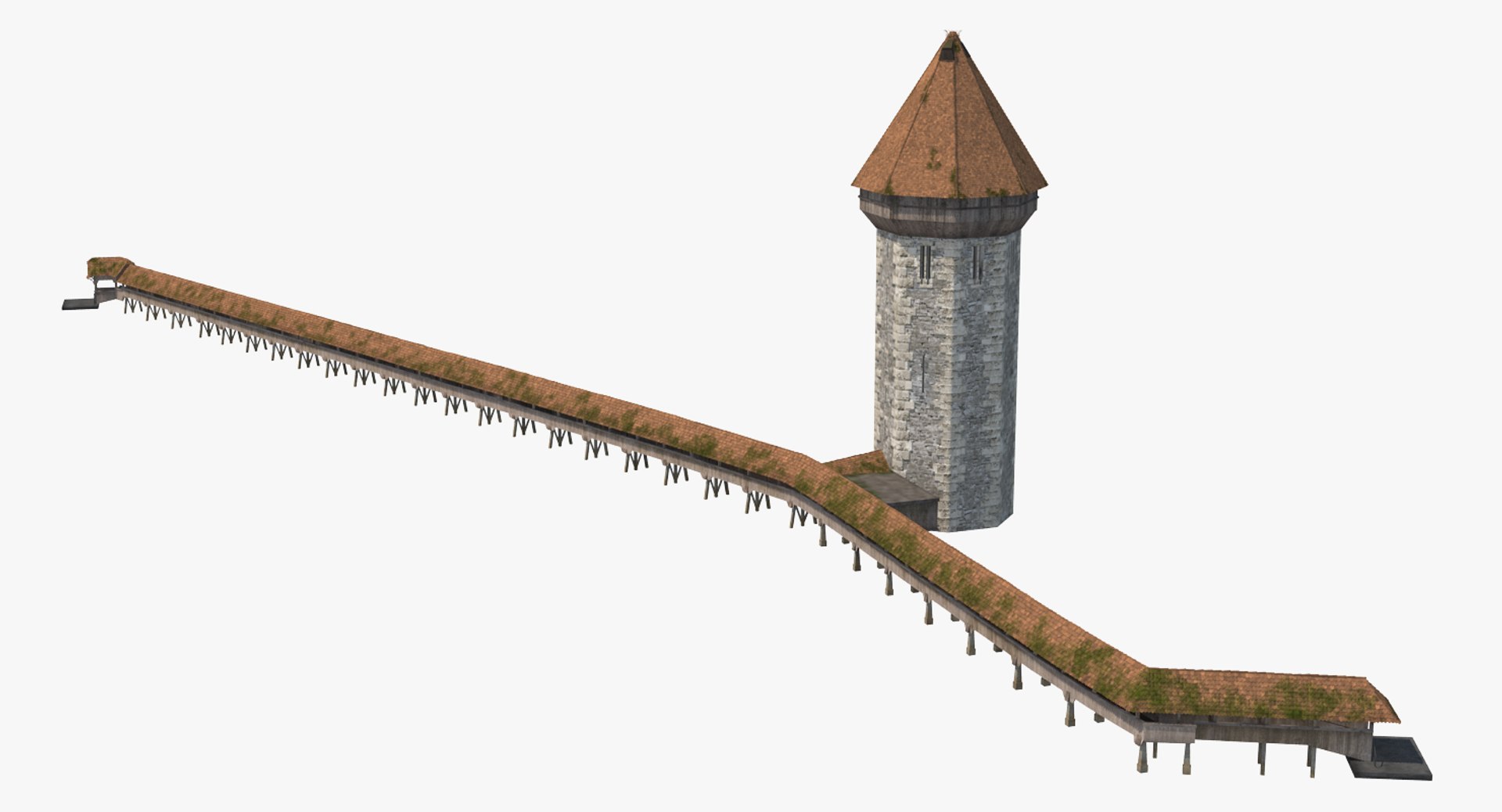 3d Chapel Bridge Wooden Footbridge Model