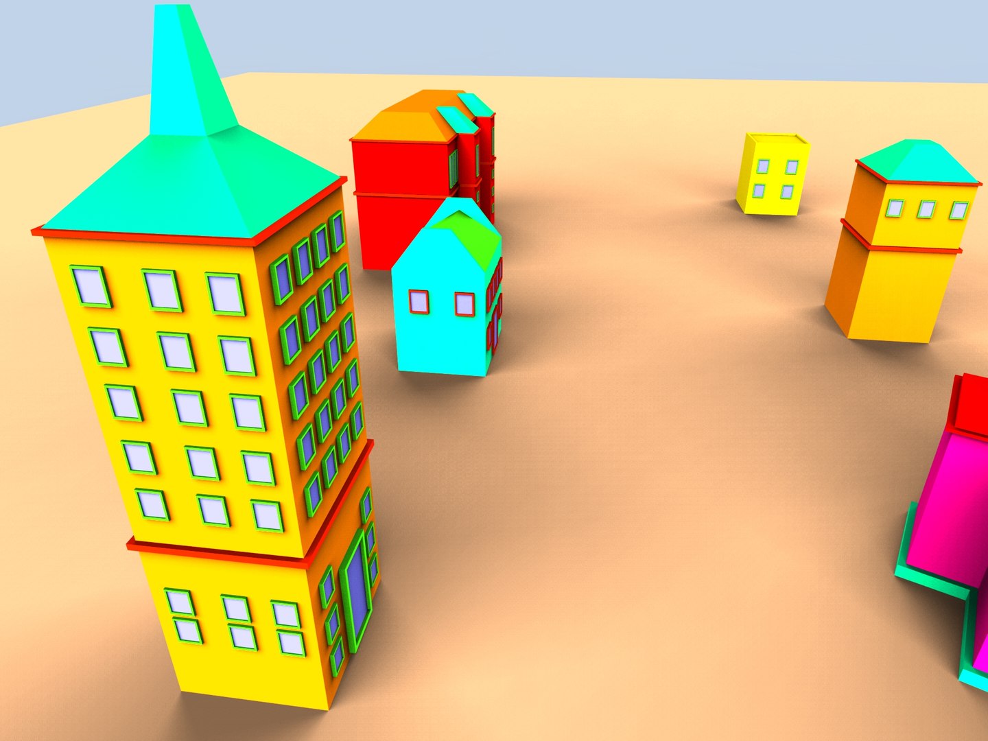 Free Colorfull Cartoon House 3d Model