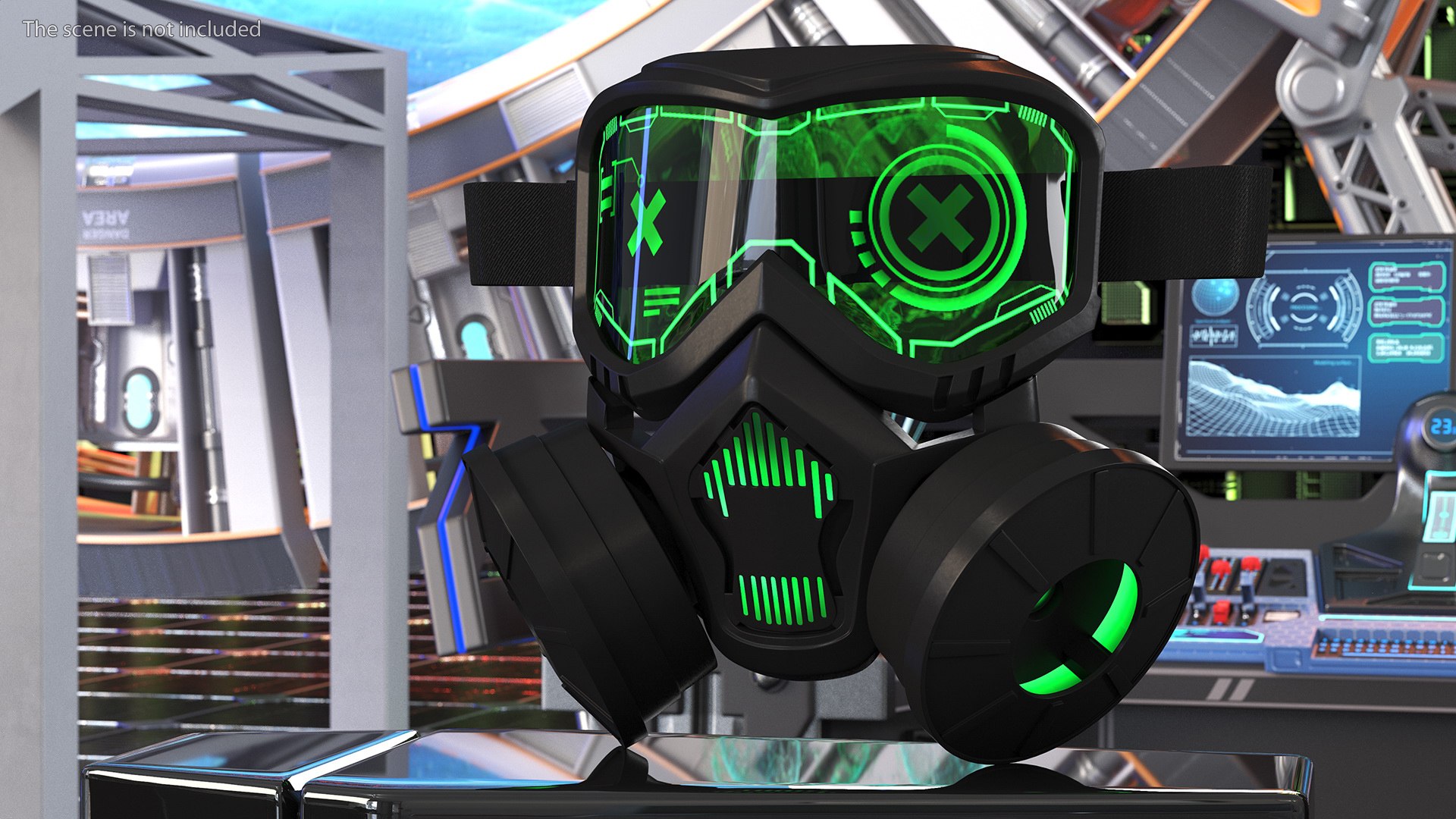 3D Model Cyber Gas Mask Neon Green - TurboSquid 2101375
