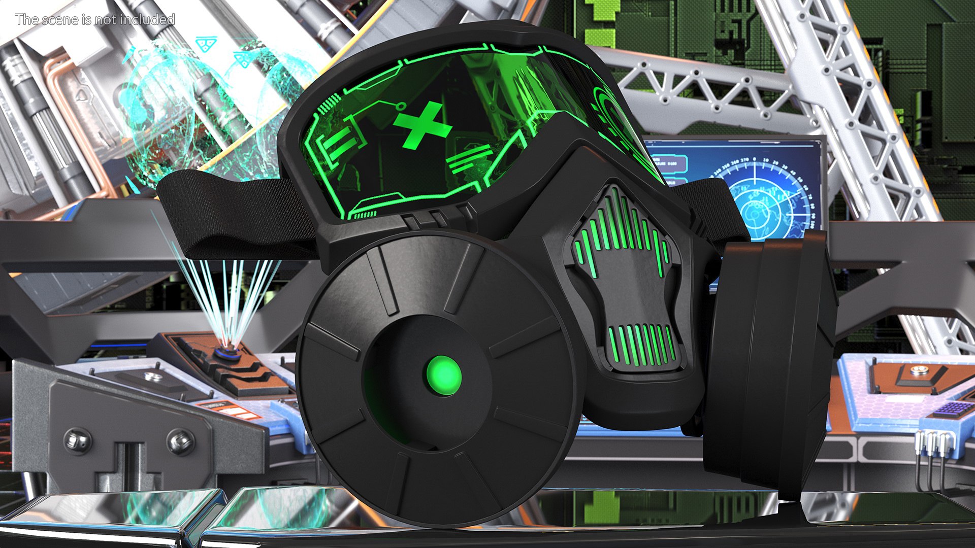 3D Model Cyber Gas Mask Neon Green - TurboSquid 2101375