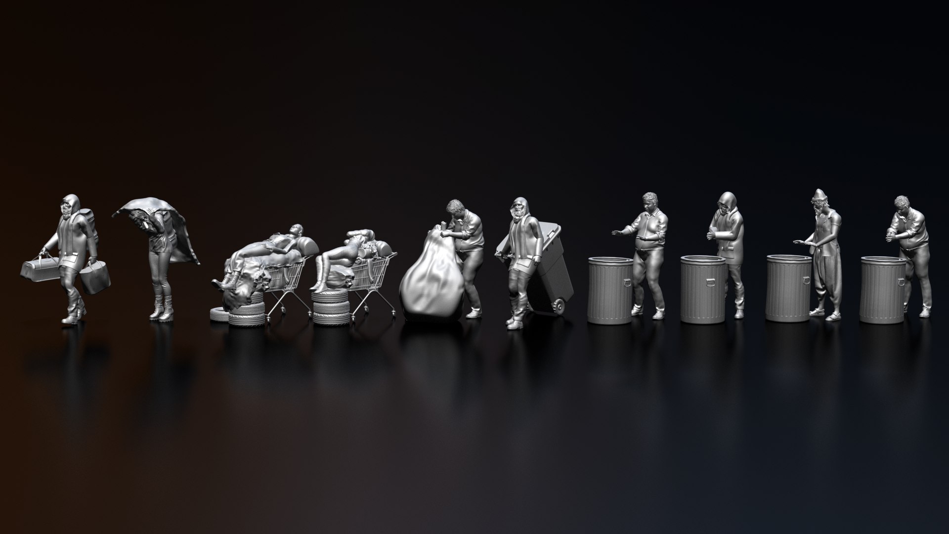 3D HD People 34 Homeless Model - TurboSquid 2384738