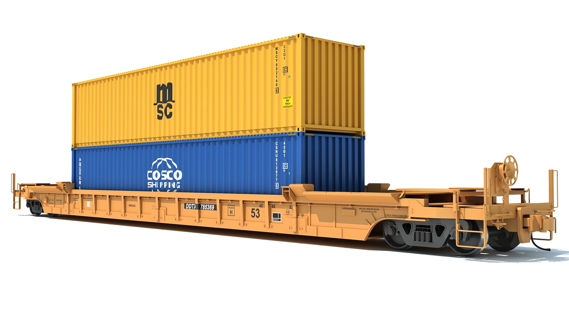 Railroad Double Stack Car 3D - TurboSquid 1608018