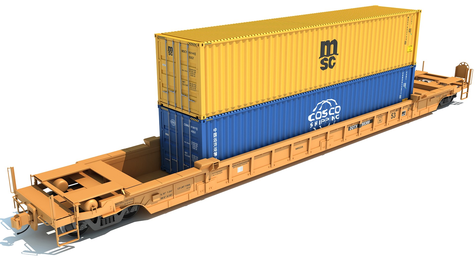 Railroad Double Stack Car 3D - TurboSquid 1608018