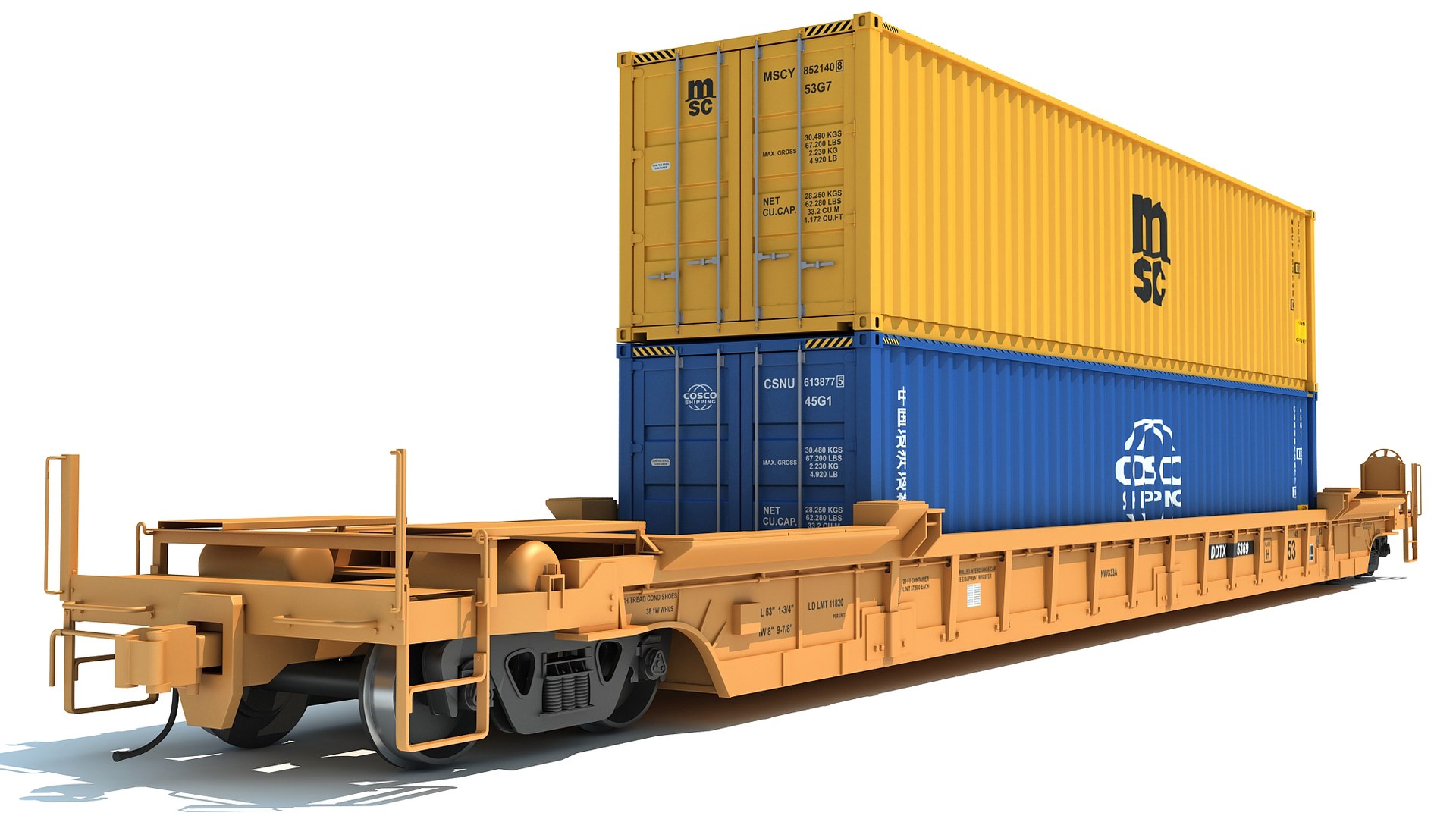 Railroad Double Stack Car 3D - TurboSquid 1608018