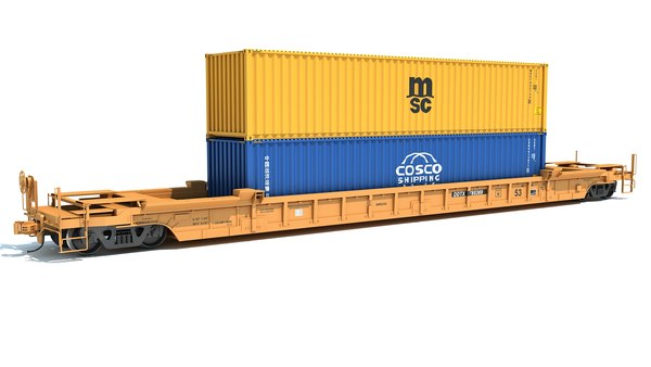 3D railroad double stack car - TurboSquid 1606364
