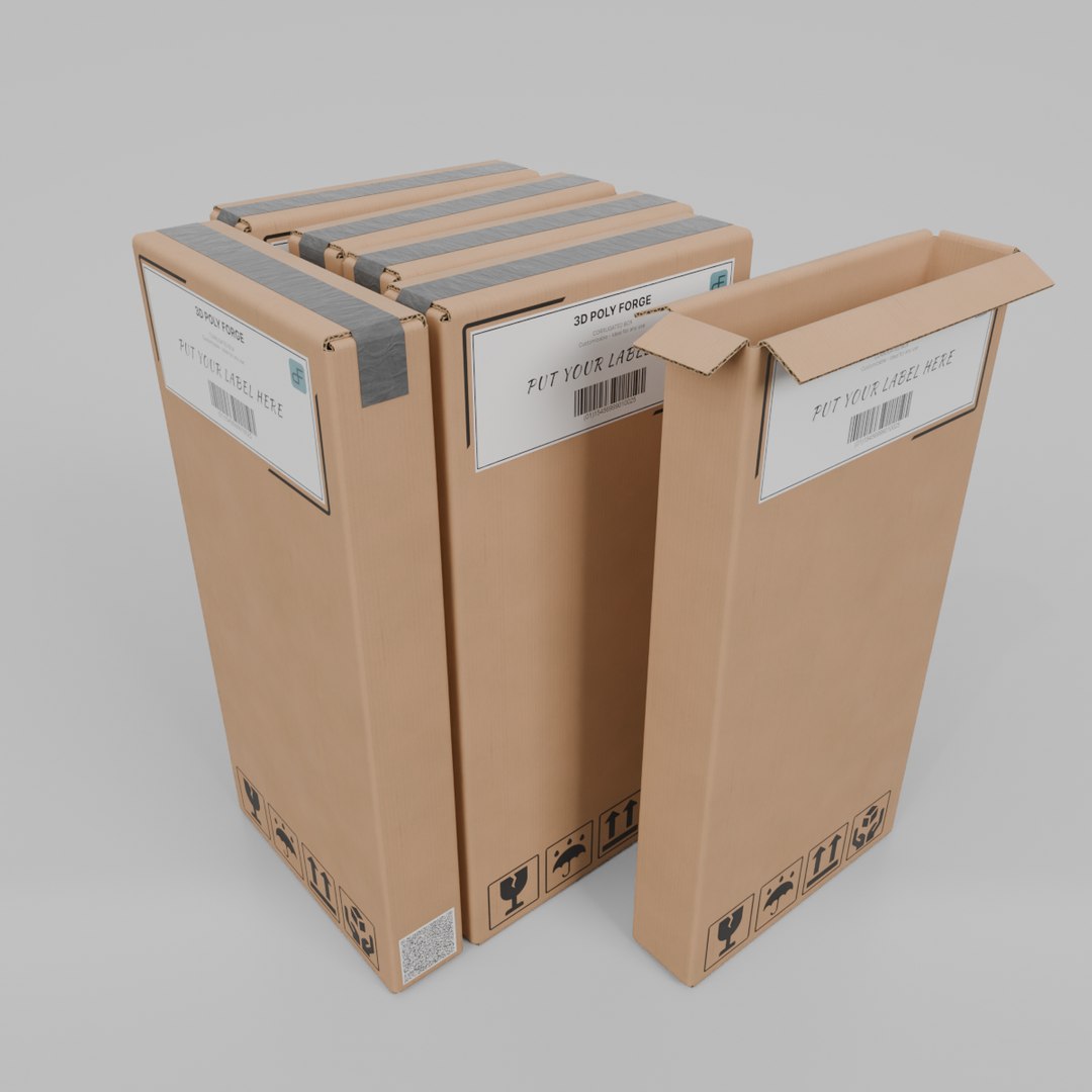 Cardboard Box R-024 - Rigged And Customizable 3D Model - TurboSquid 2415623