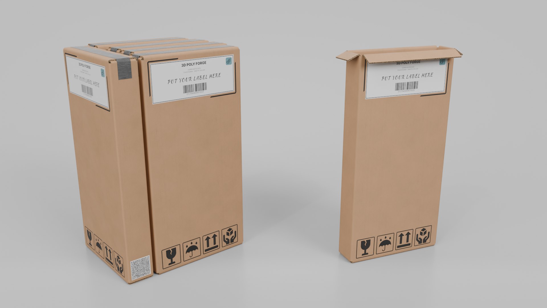 Cardboard Box R-024 - Rigged And Customizable 3D Model - TurboSquid 2415623