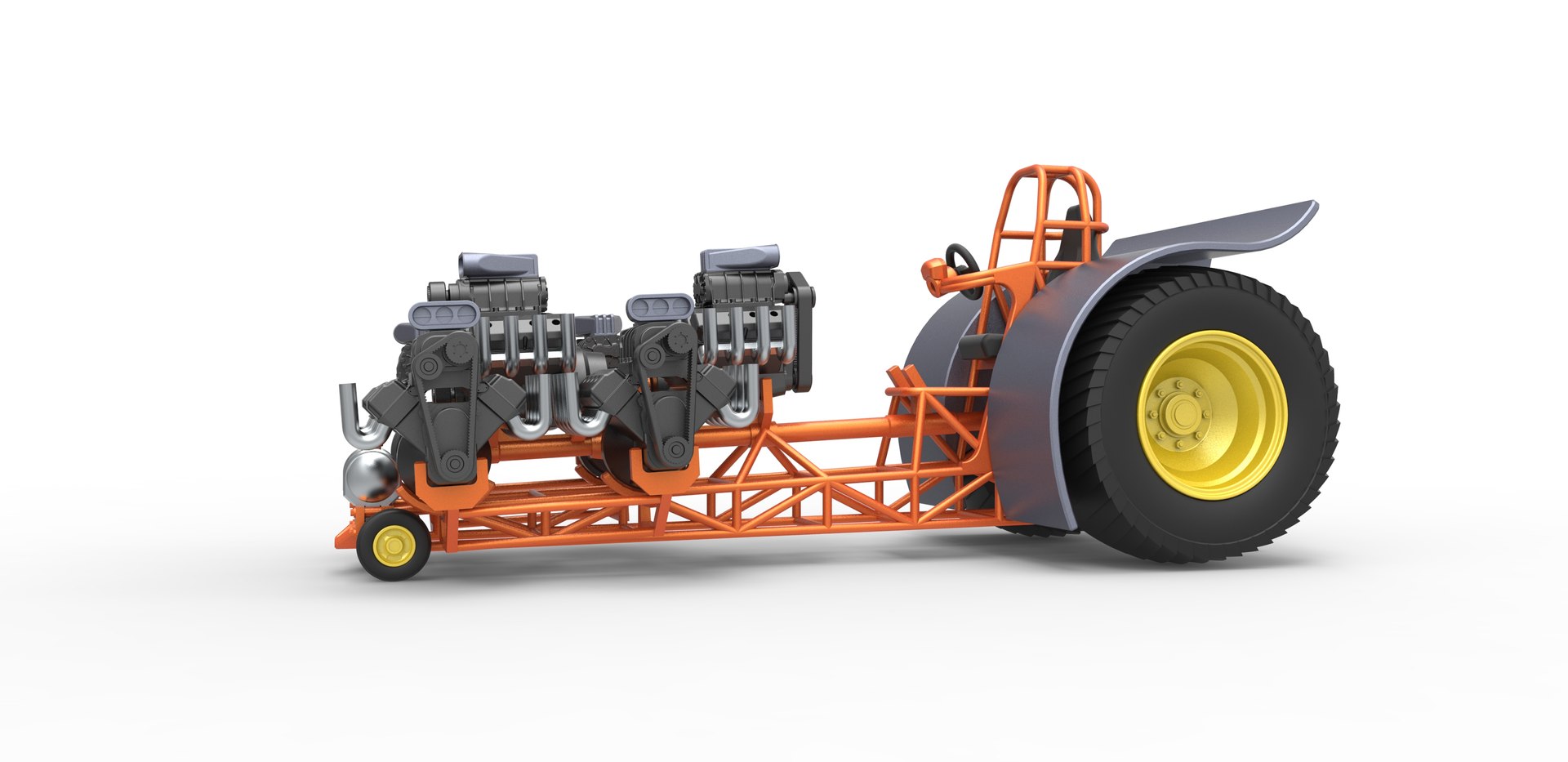 3D Diecast Pulling Tractor With 6 Engines V8 Version 2 Scale 1 To 25 ...