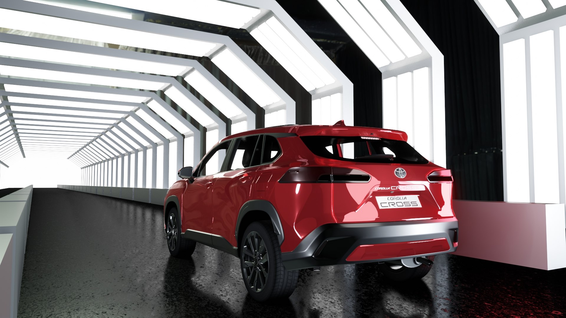 Car Toyota Corolla Cross 2021 Red In Scene 3D - TurboSquid 1859065