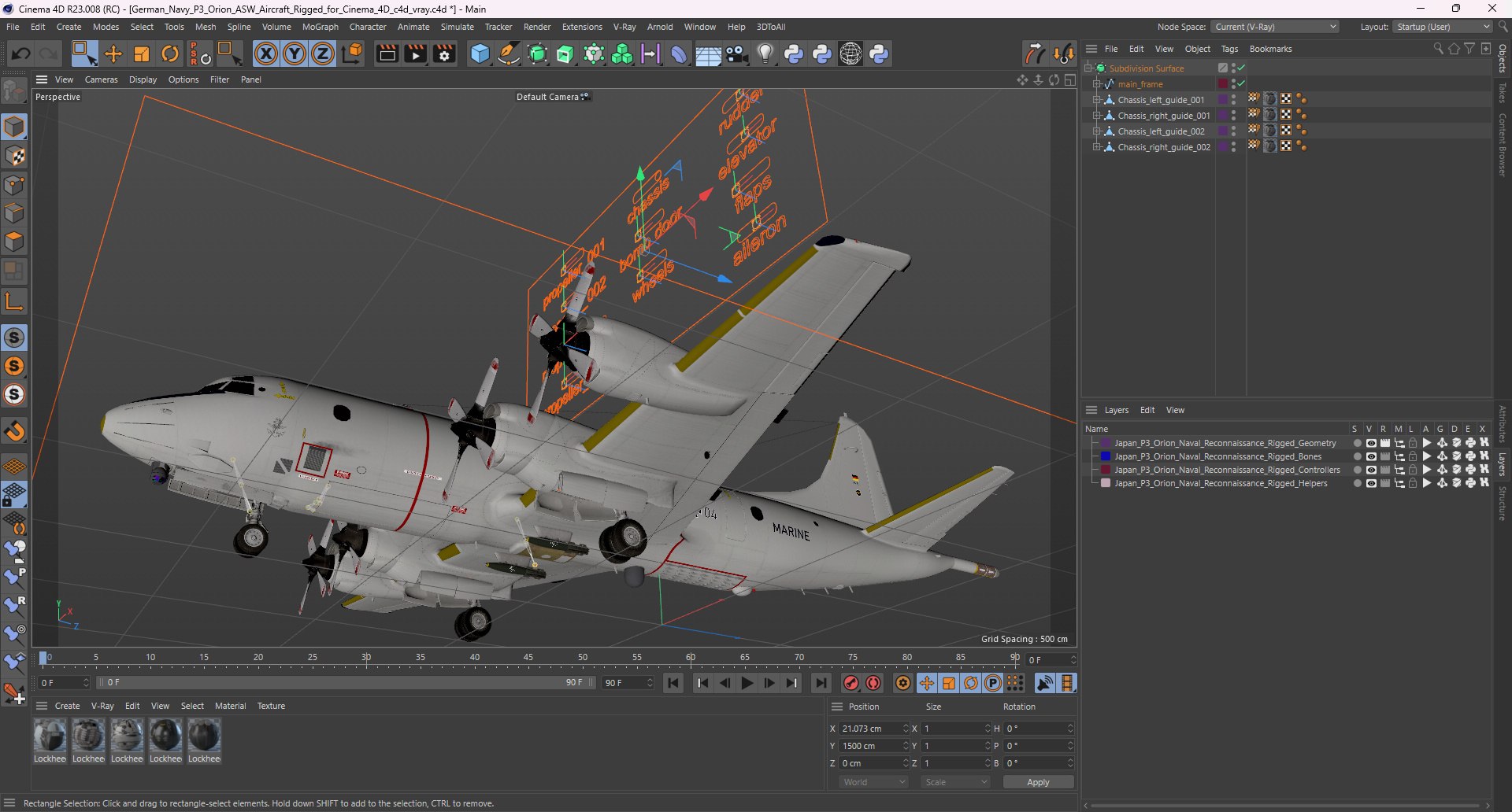 German Navy P3 Orion ASW Aircraft Rigged For Cinema 4D 3D Model ...