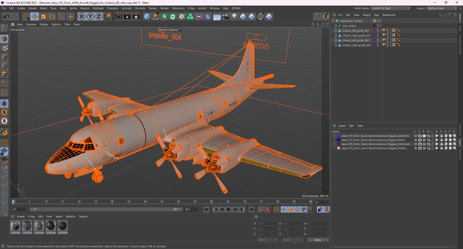 German Navy P3 Orion ASW Aircraft Rigged For Cinema 4D 3D Model ...