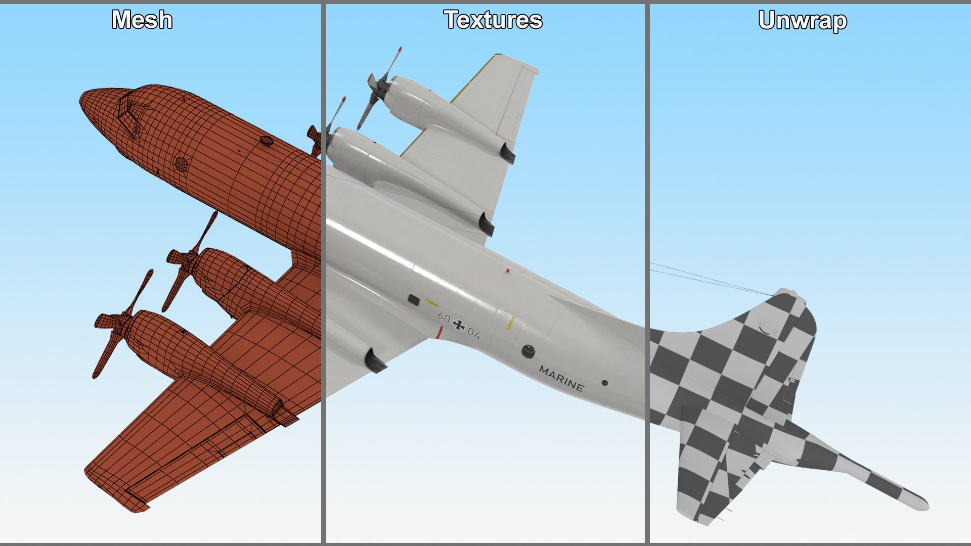 German Navy P3 Orion ASW Aircraft Rigged For Cinema 4D 3D Model ...