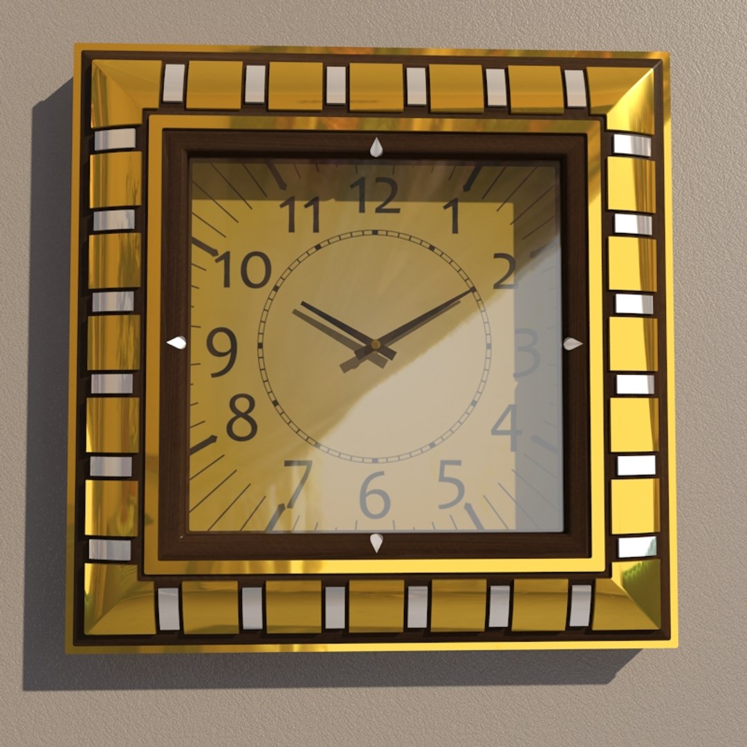 3D Square Wall Clock Decoration - TurboSquid 1605616