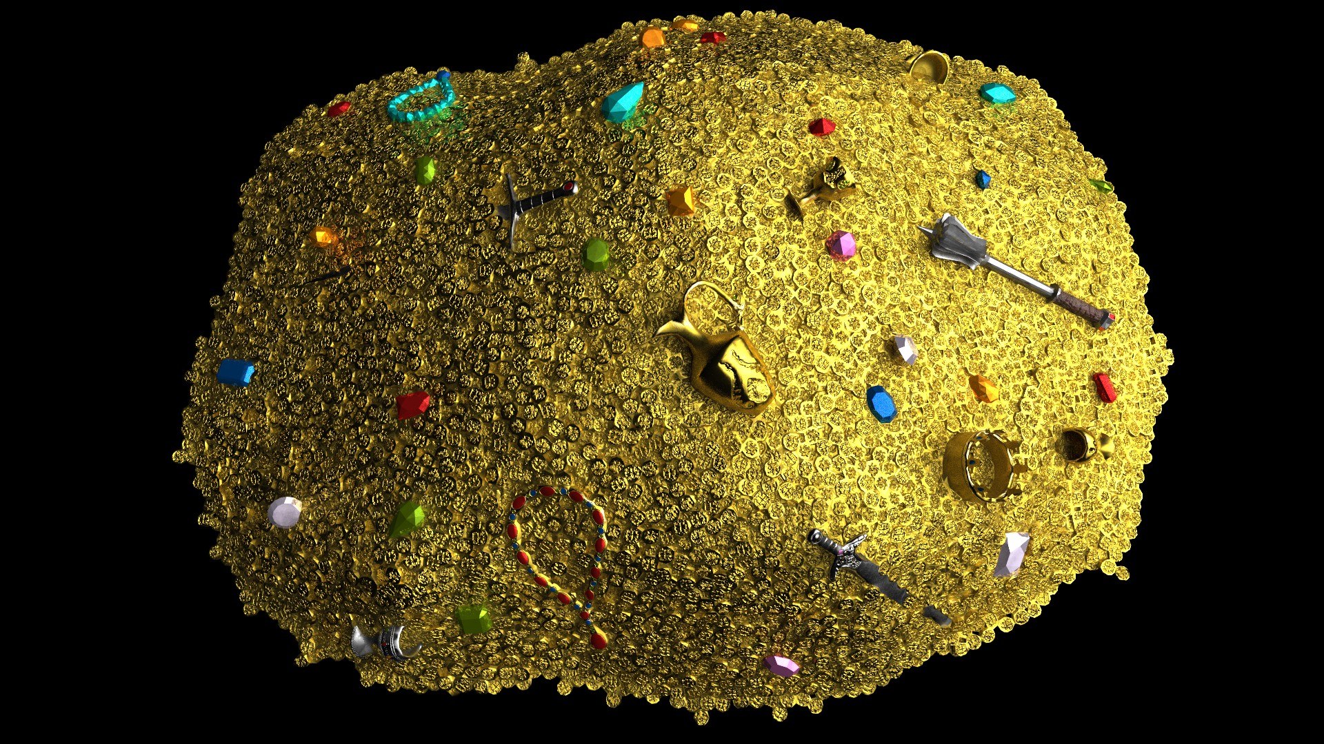 3D Gold Pile Model - TurboSquid 1671396