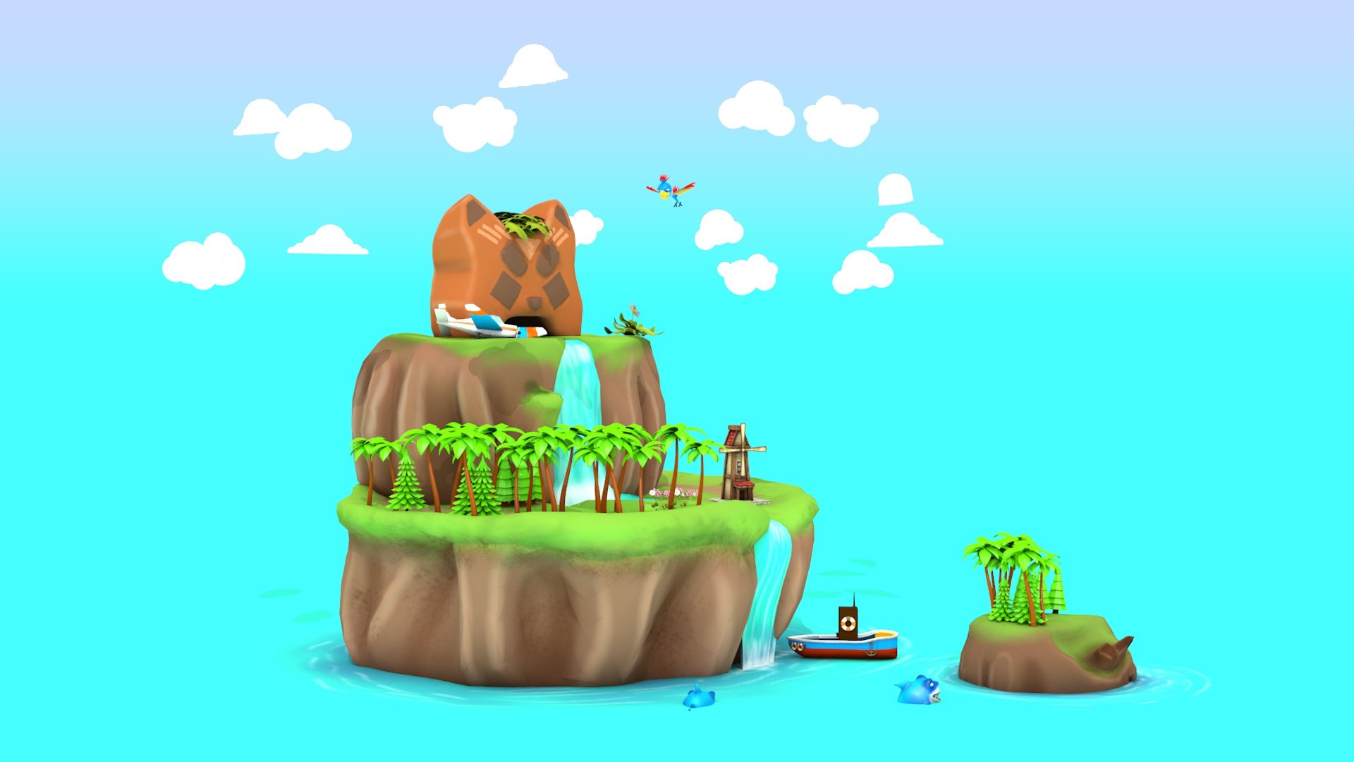 3D Cartoon Island - Landscape model - TurboSquid 2161605
