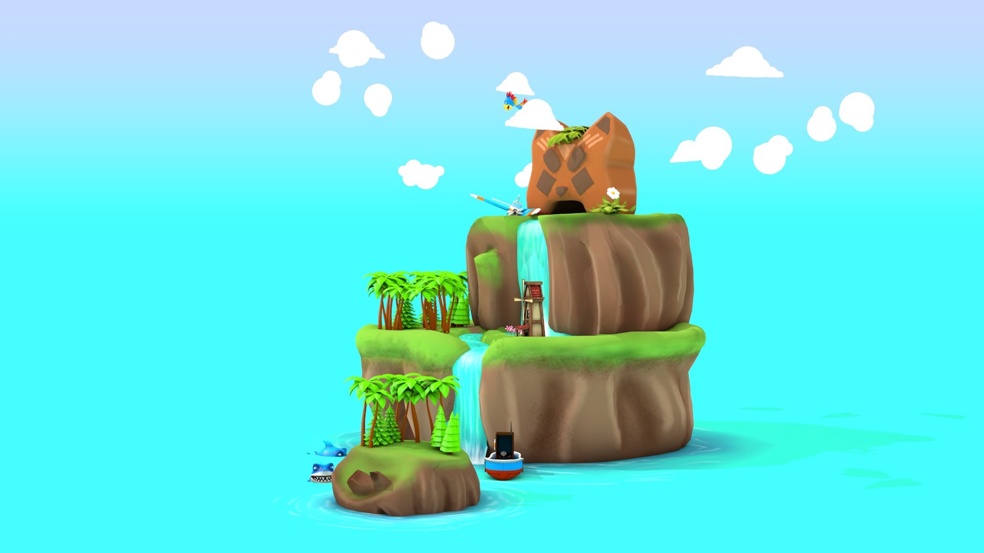 3D Cartoon Island - Landscape model - TurboSquid 2161605