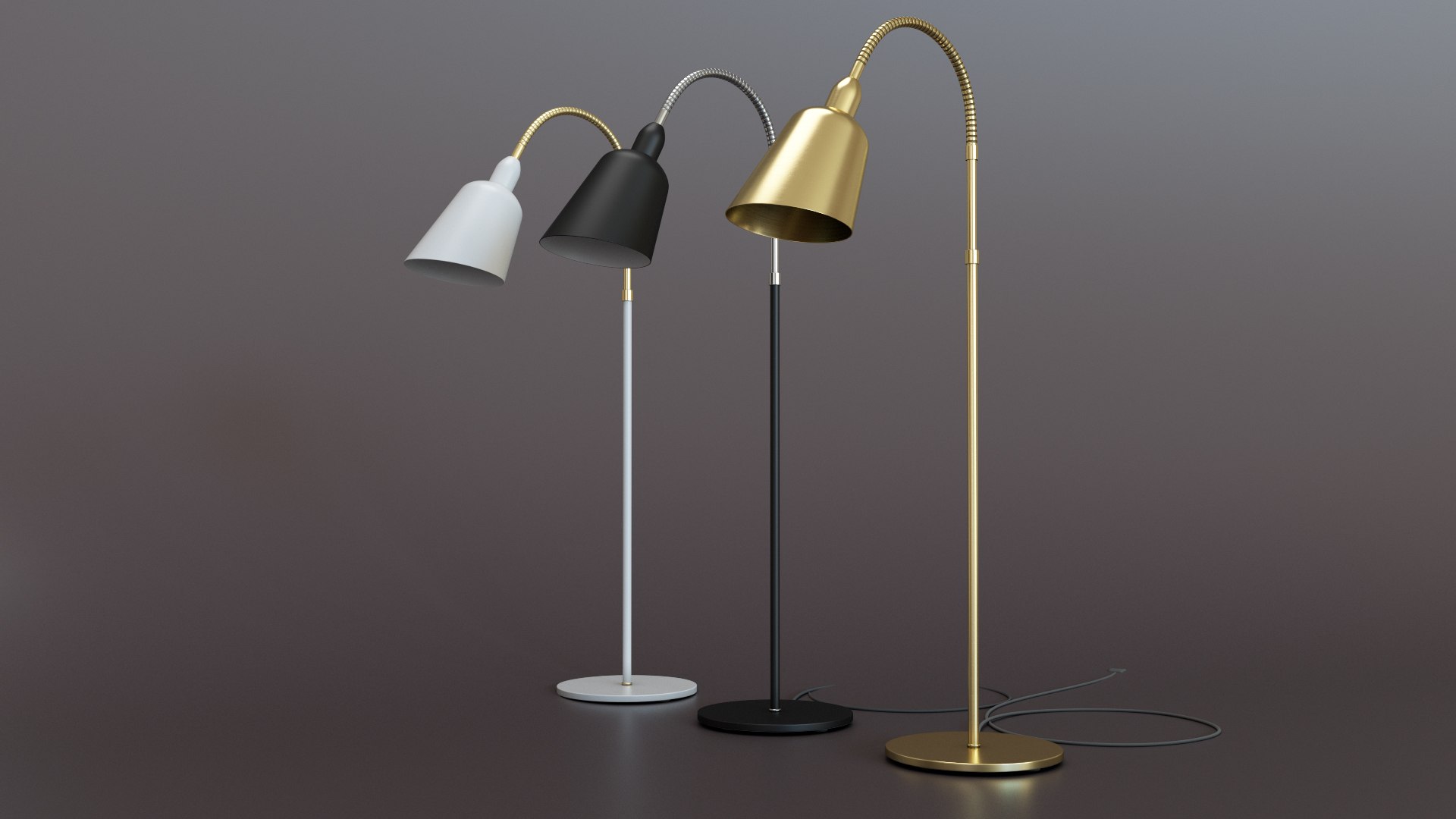 Bellevue AJ7 Lamps By Arne Jacobsen White-Gold, Black-Chrome, Gold 3D ...