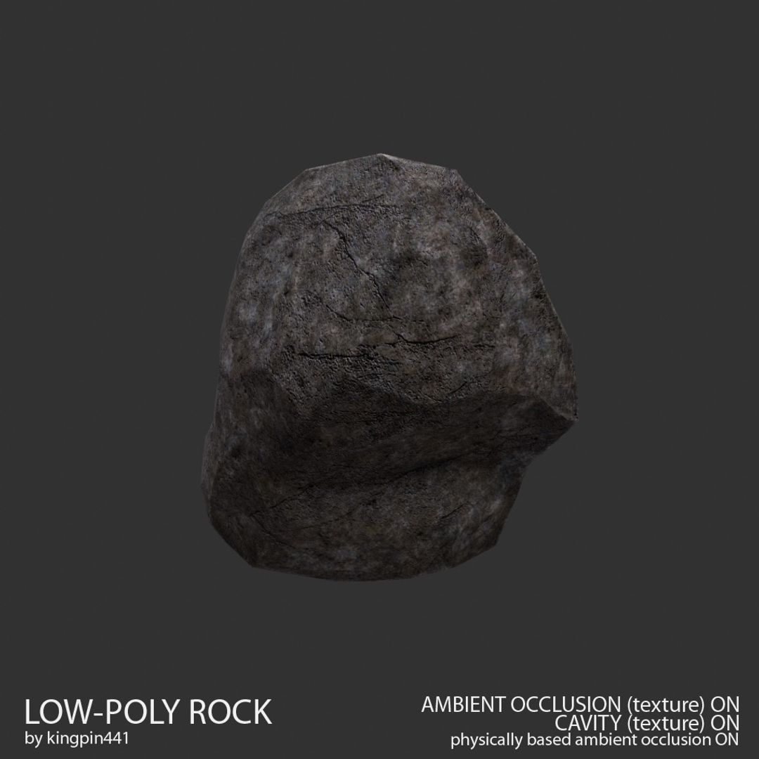 low-poly rock 3d model