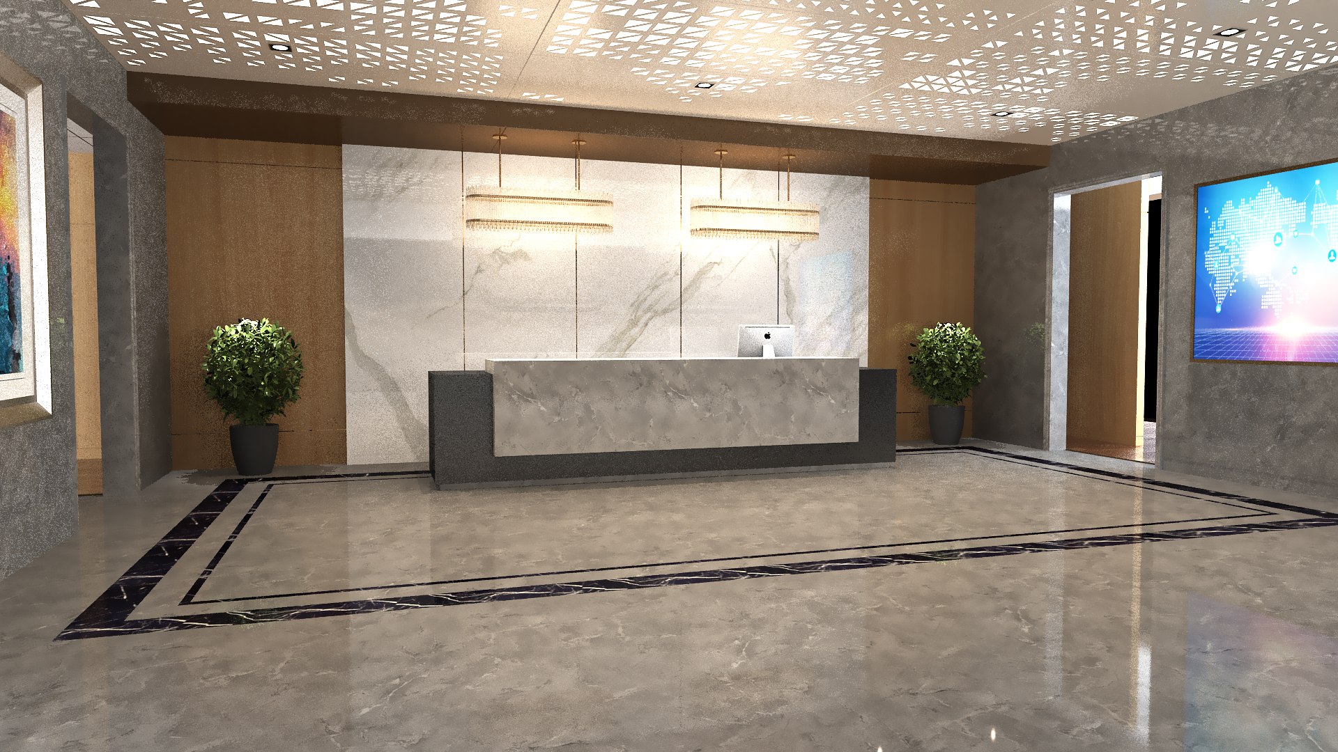 3D Reception Desk Model - TurboSquid 2222345