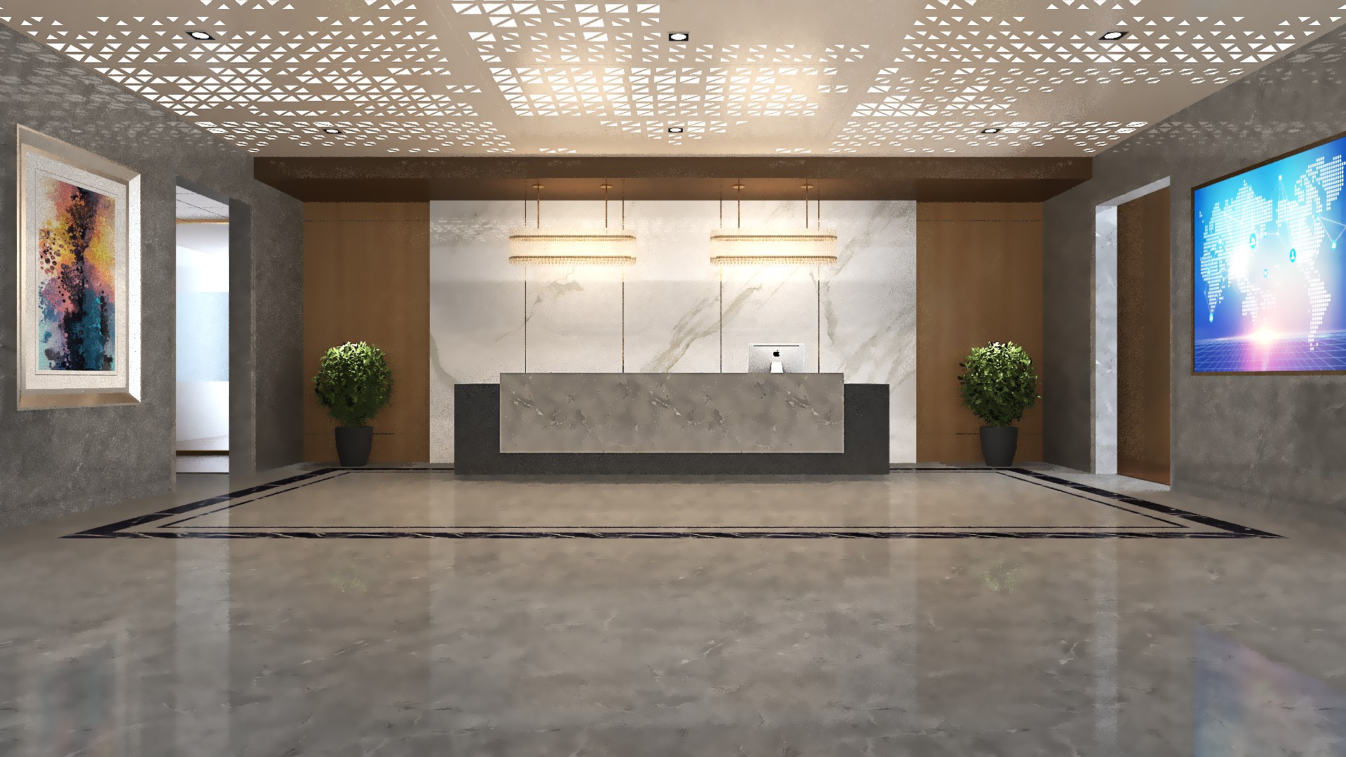 3D Reception Desk Model - TurboSquid 2222345