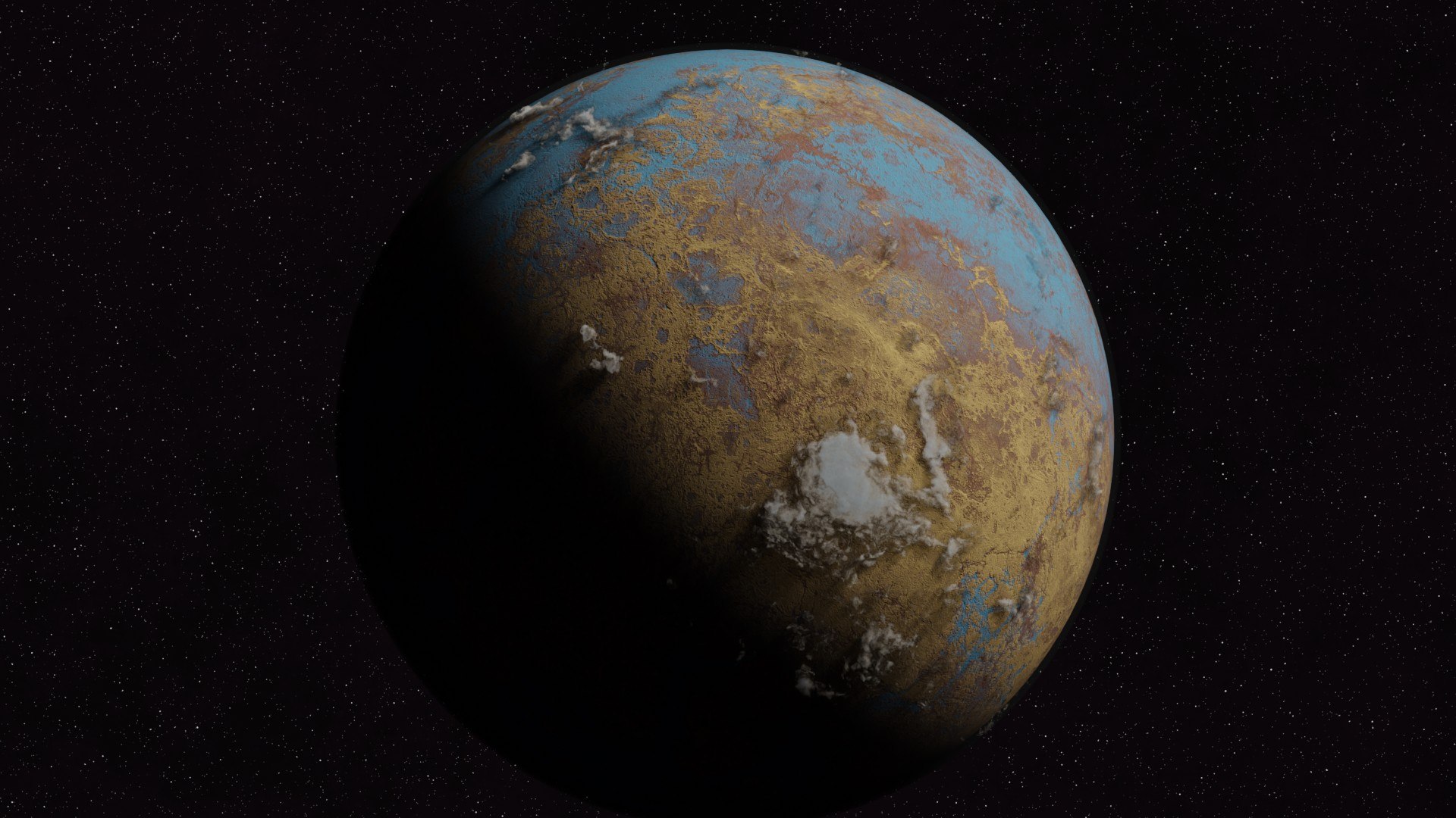 Modular planet with custom atmosphere and stars model - TurboSquid 2072703
