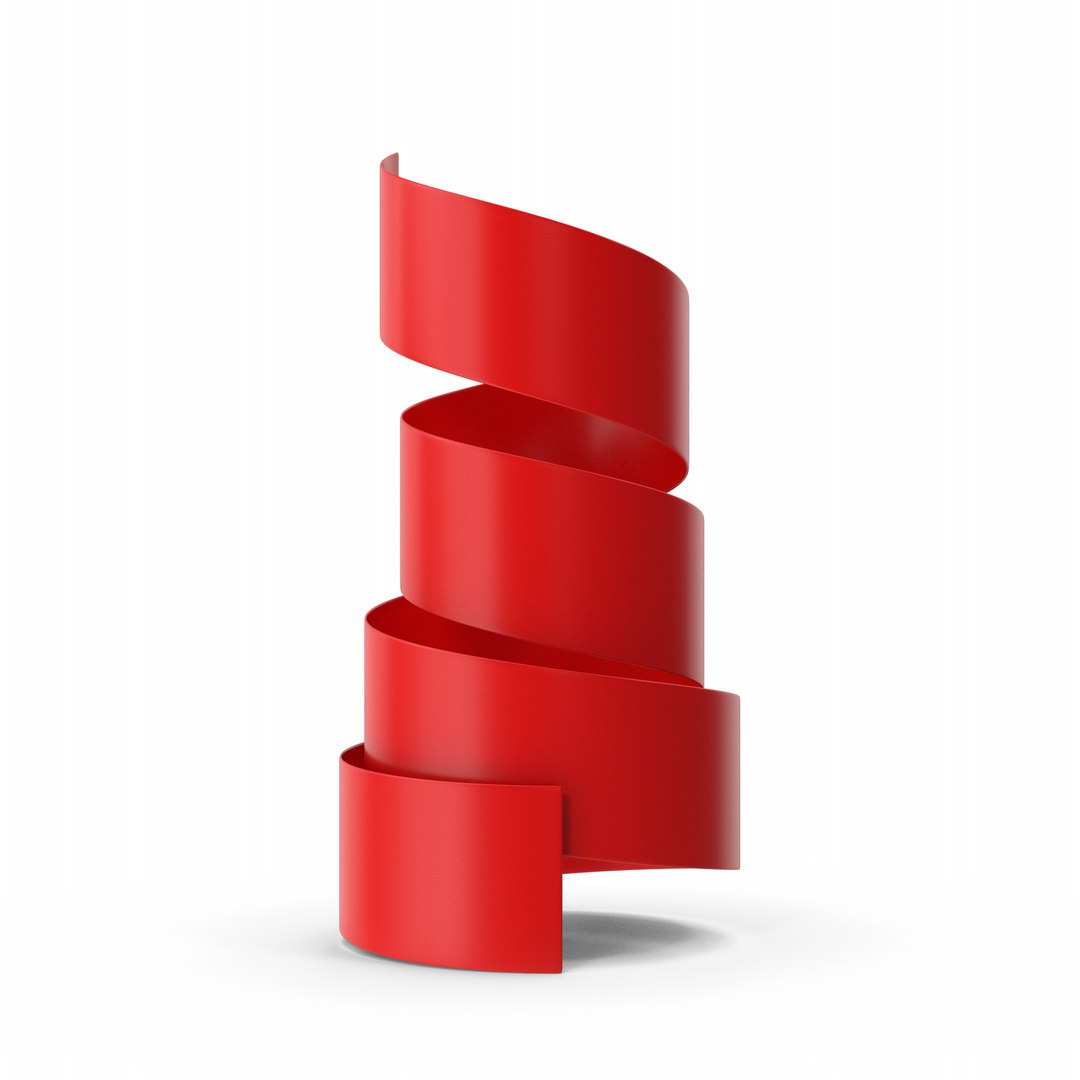 Red Curly Ribbon model - TurboSquid 2028118