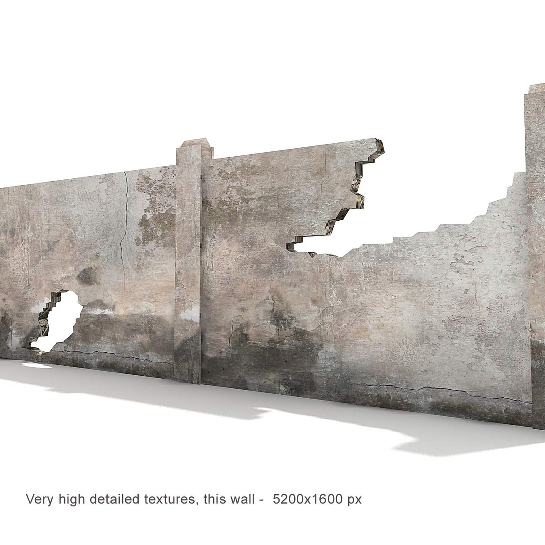 3d model rubble wall ruined