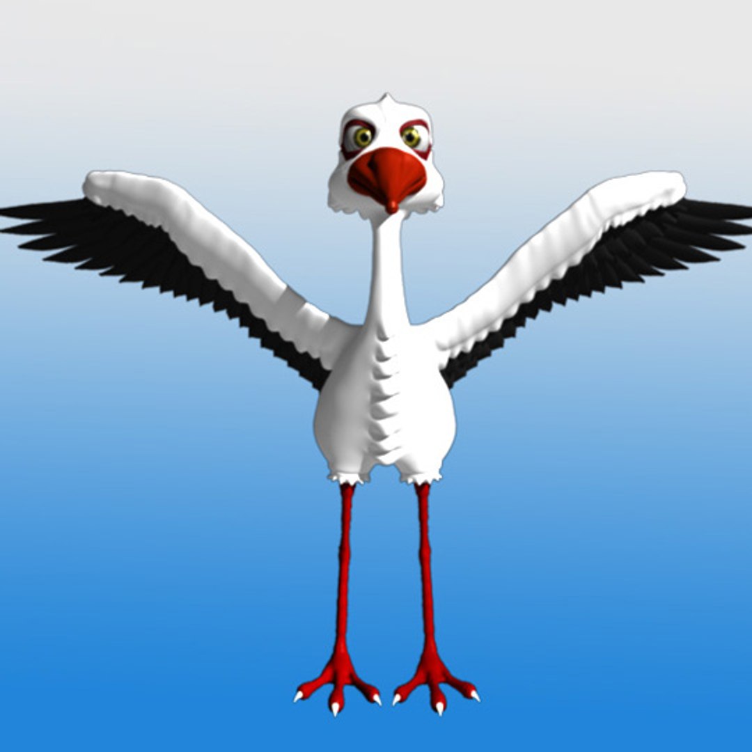 3d Model Toon Stork