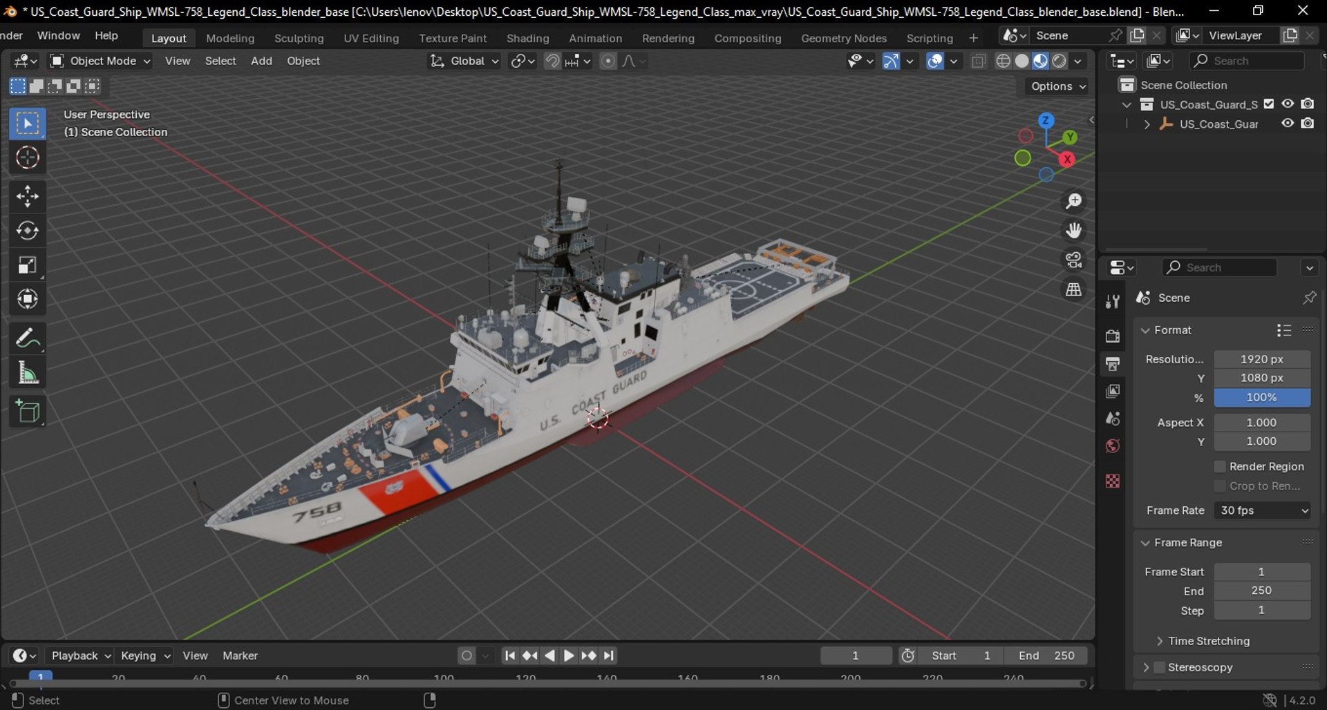 US Coast Guard Ship WMSL-758 Legend Class 3D Model - TurboSquid 2402307