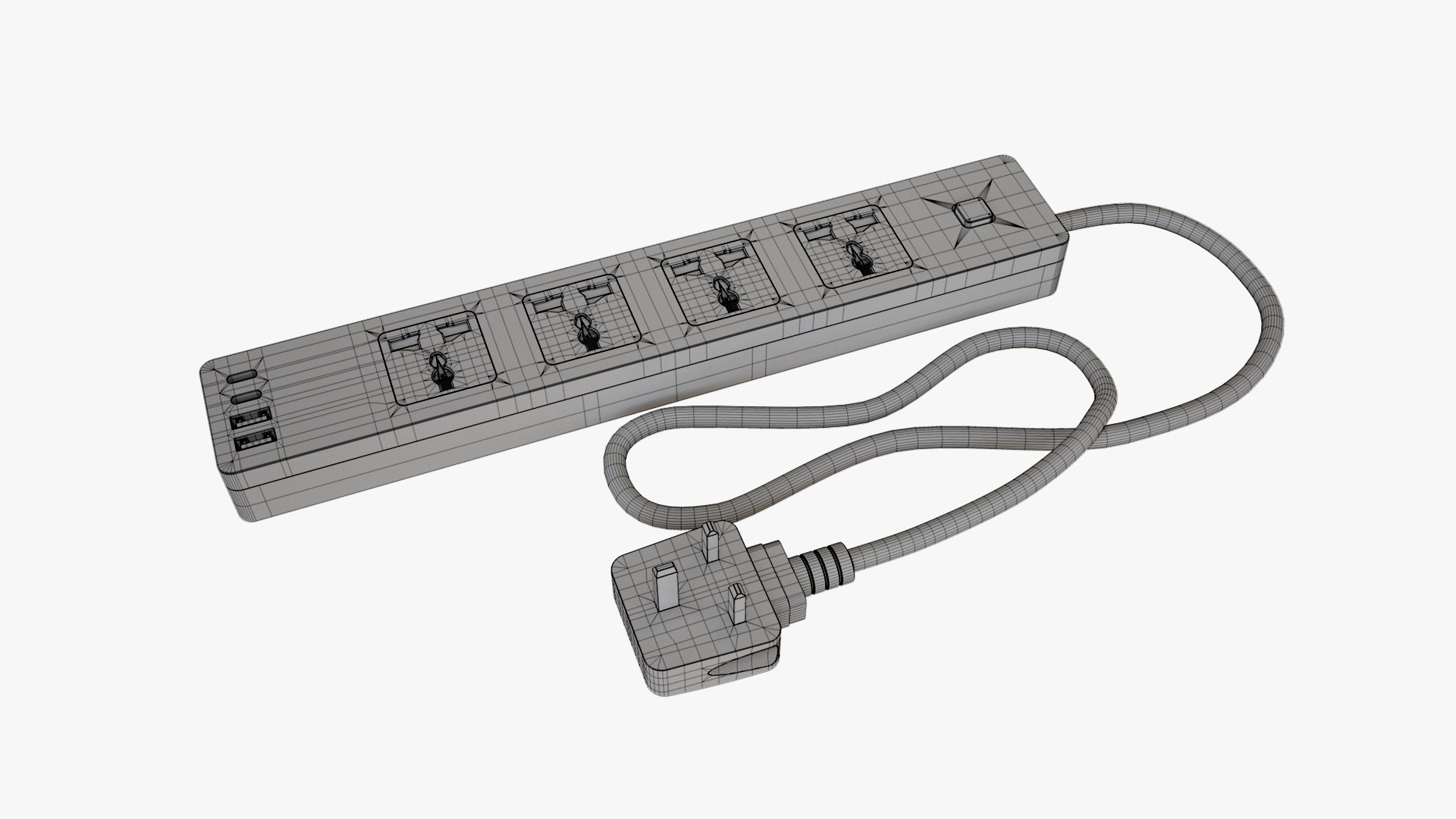 3D 4-Way Extension Lead - TurboSquid 2114346