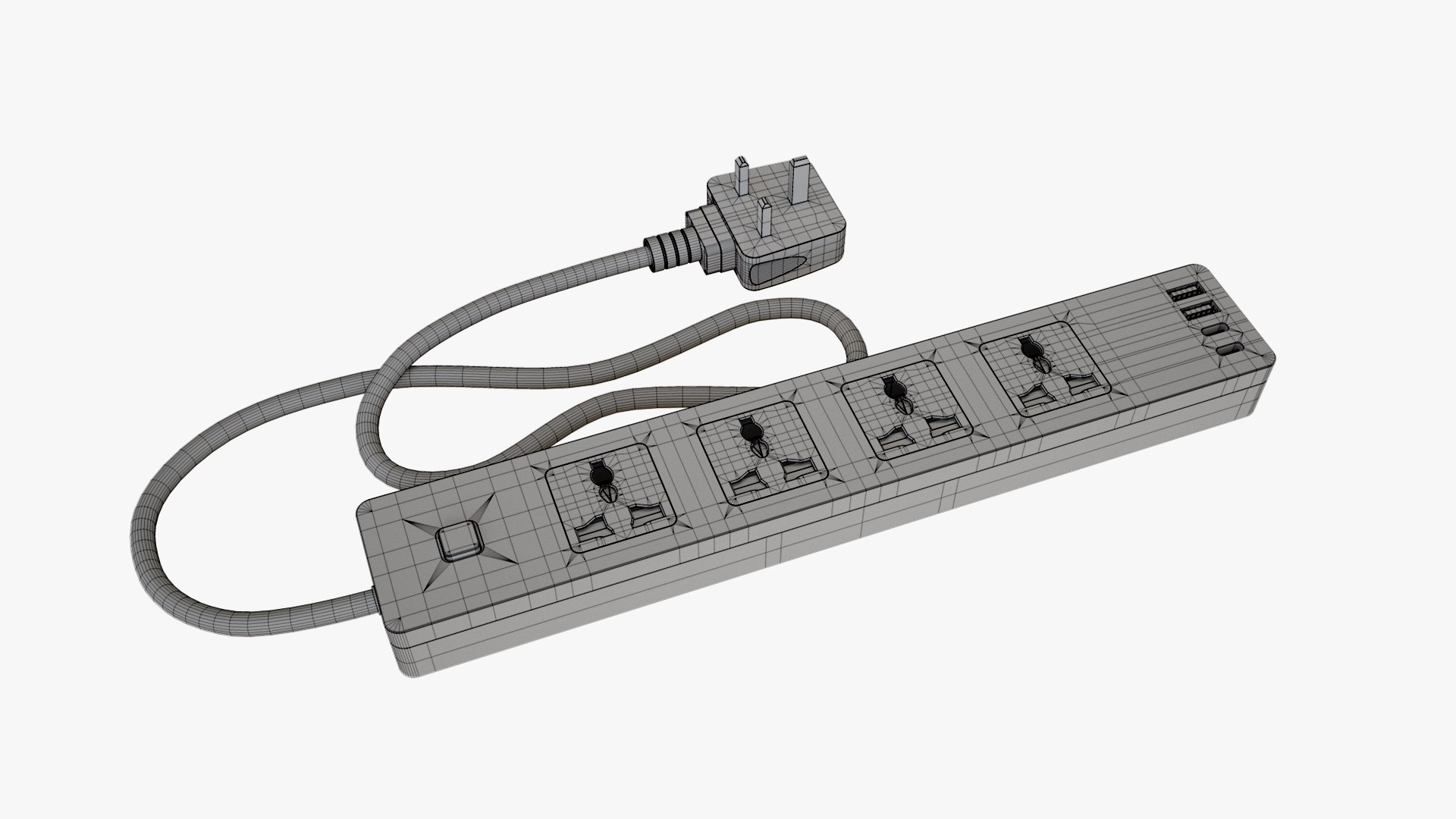 3D 4-Way Extension Lead - TurboSquid 2114346
