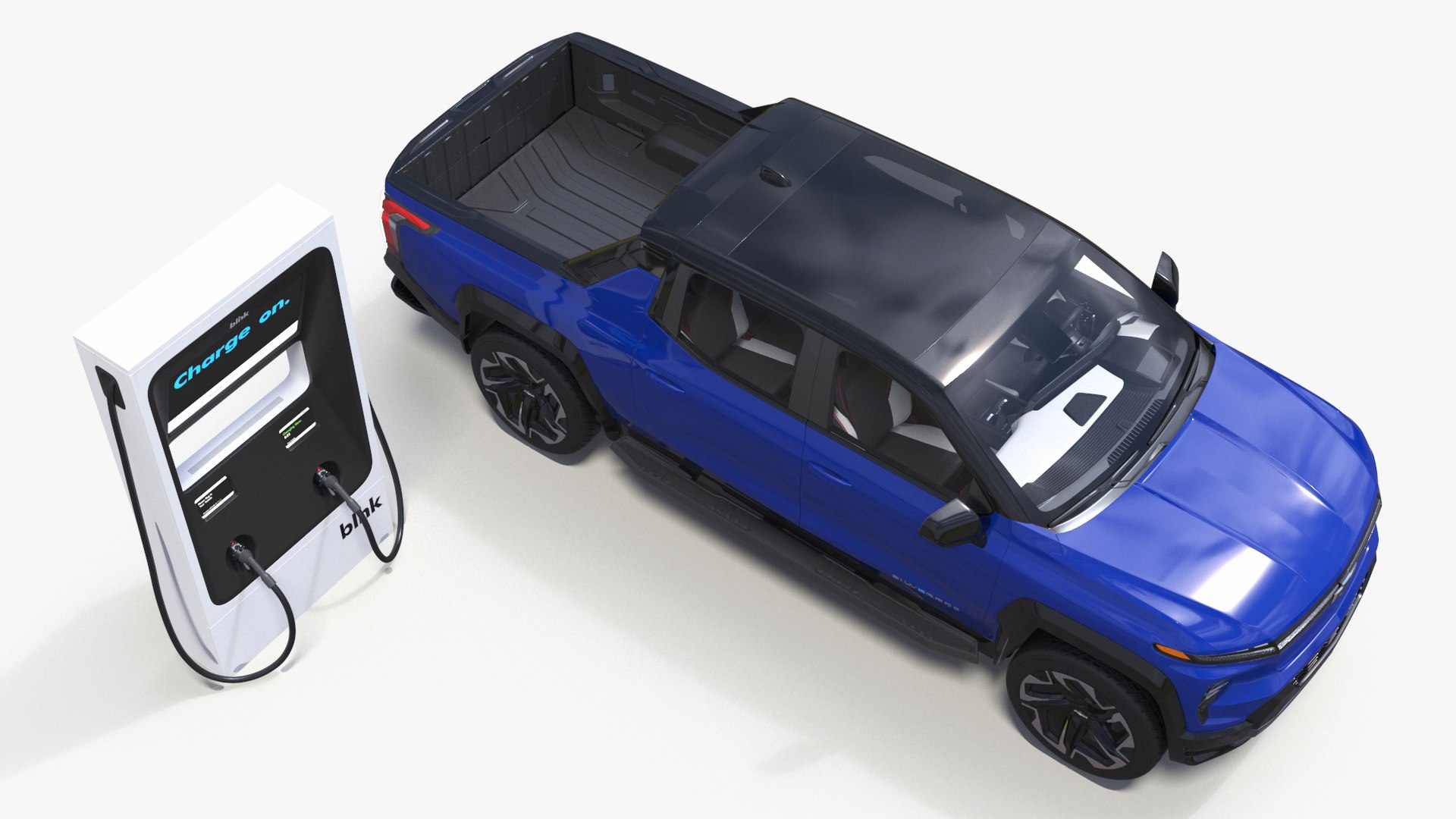 Chevrolet Silverado EV Blue With Blink Car Fast Charger 3D Model ...