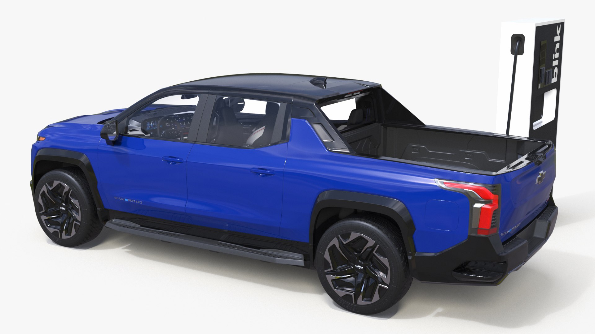 Chevrolet Silverado EV Blue With Blink Car Fast Charger 3D Model ...
