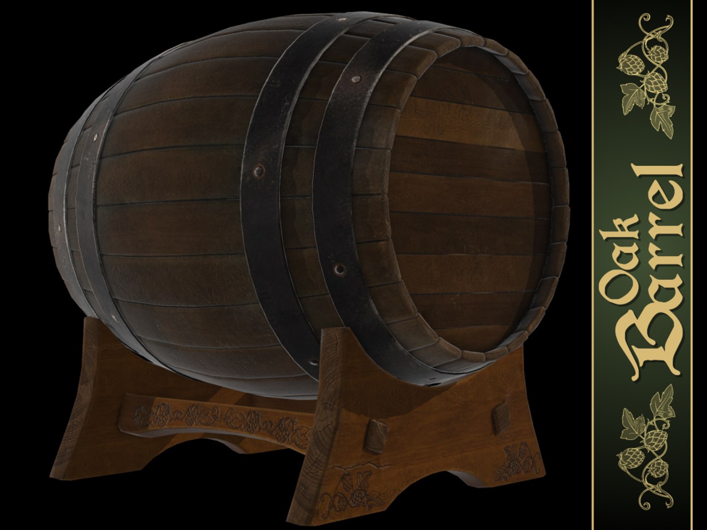 3d Model Oak Barrel