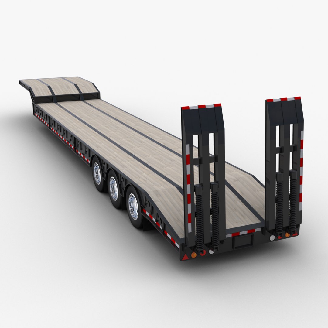 Lowboy Semi-trailer Trailer Ramps 3D - TurboSquid 1254213